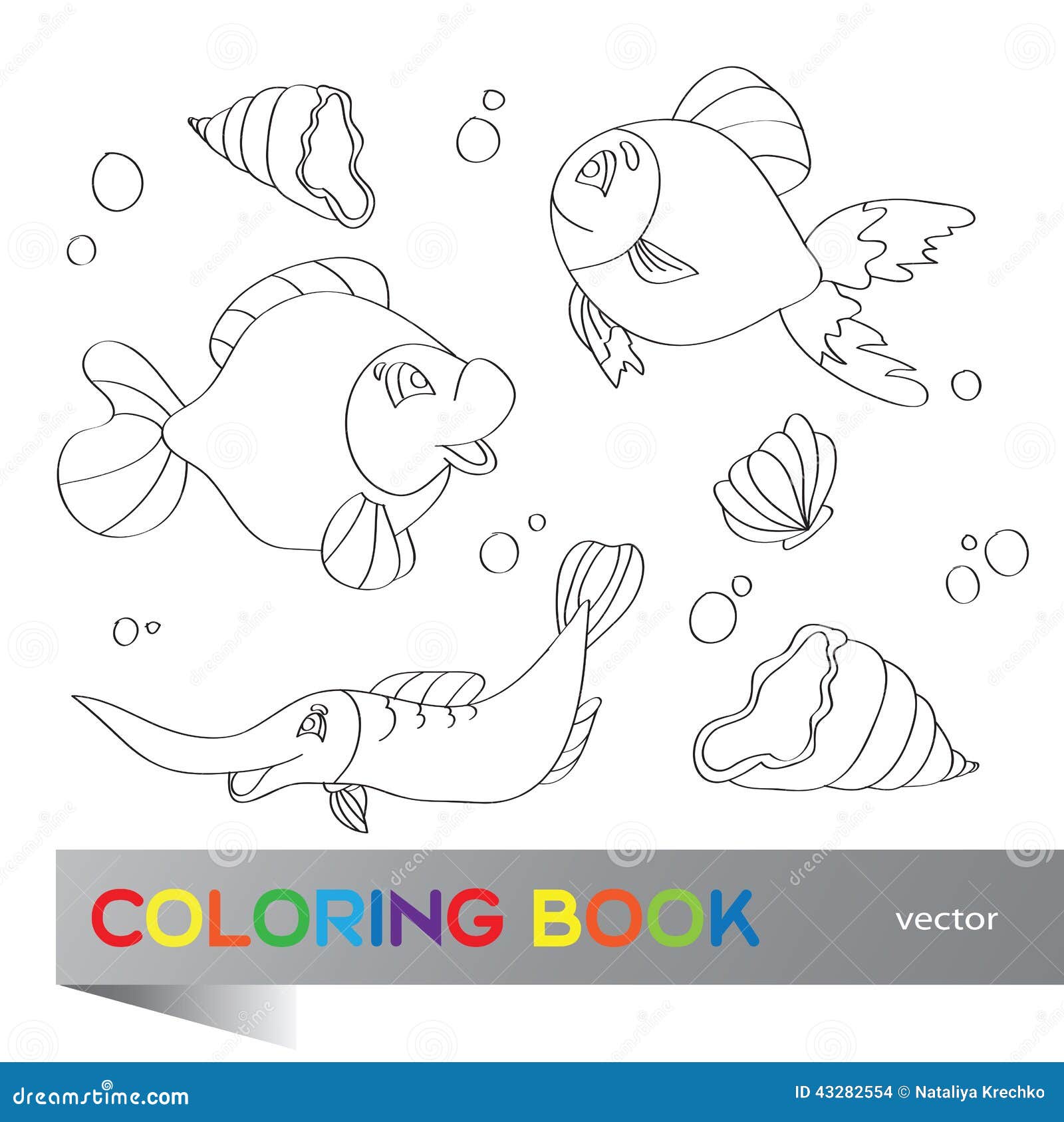 Coloring Book - Marine Life Stock Vector - Illustration of marine ...