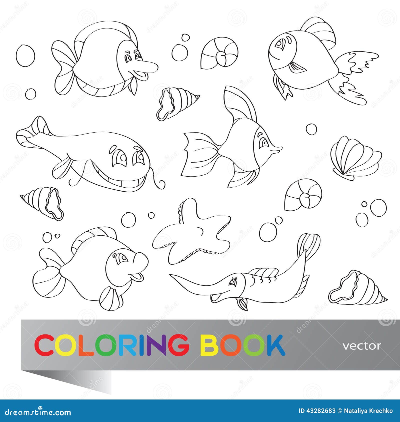 Coloring Book - Marine Life Stock Vector - Illustration of dugong, dive ...