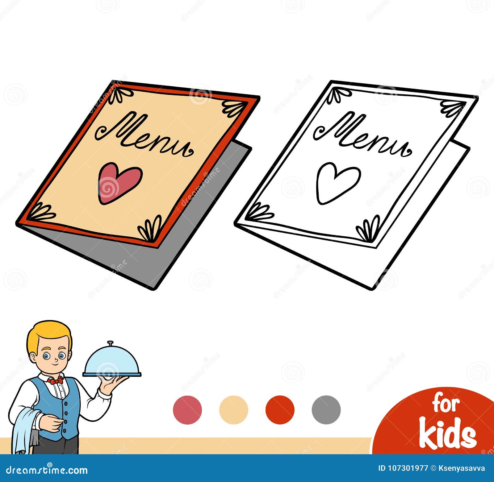 Coloring book, Menu stock vector. Illustration of black - 107301977