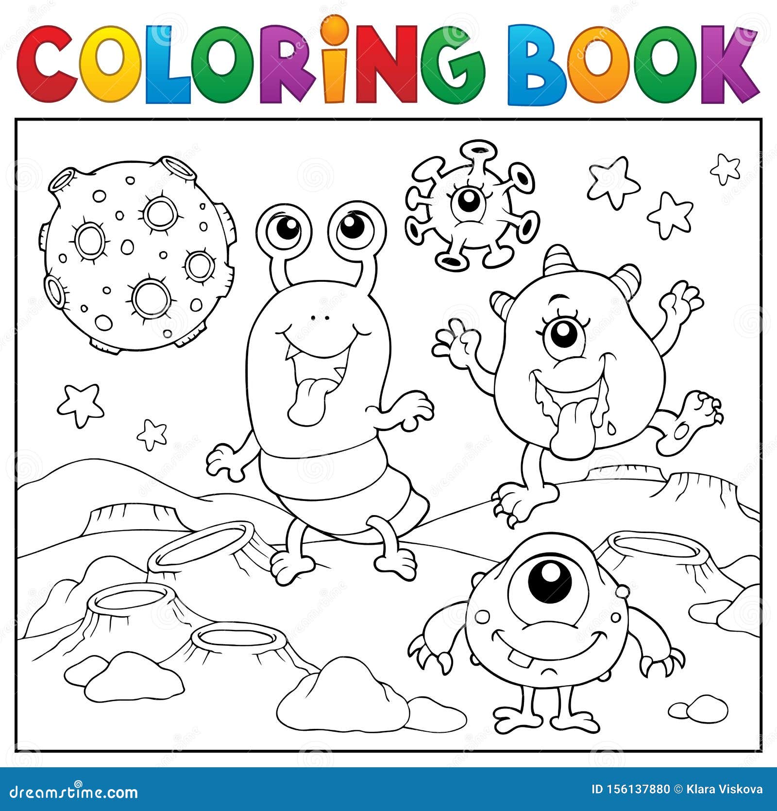Coloring Book Monsters in Space Theme 2 Stock Vector - Illustration of ...