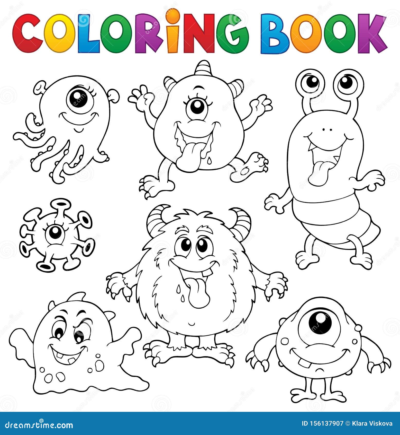 Coloring Book Monsters Theme Set 1 Stock Vector - Illustration of ...