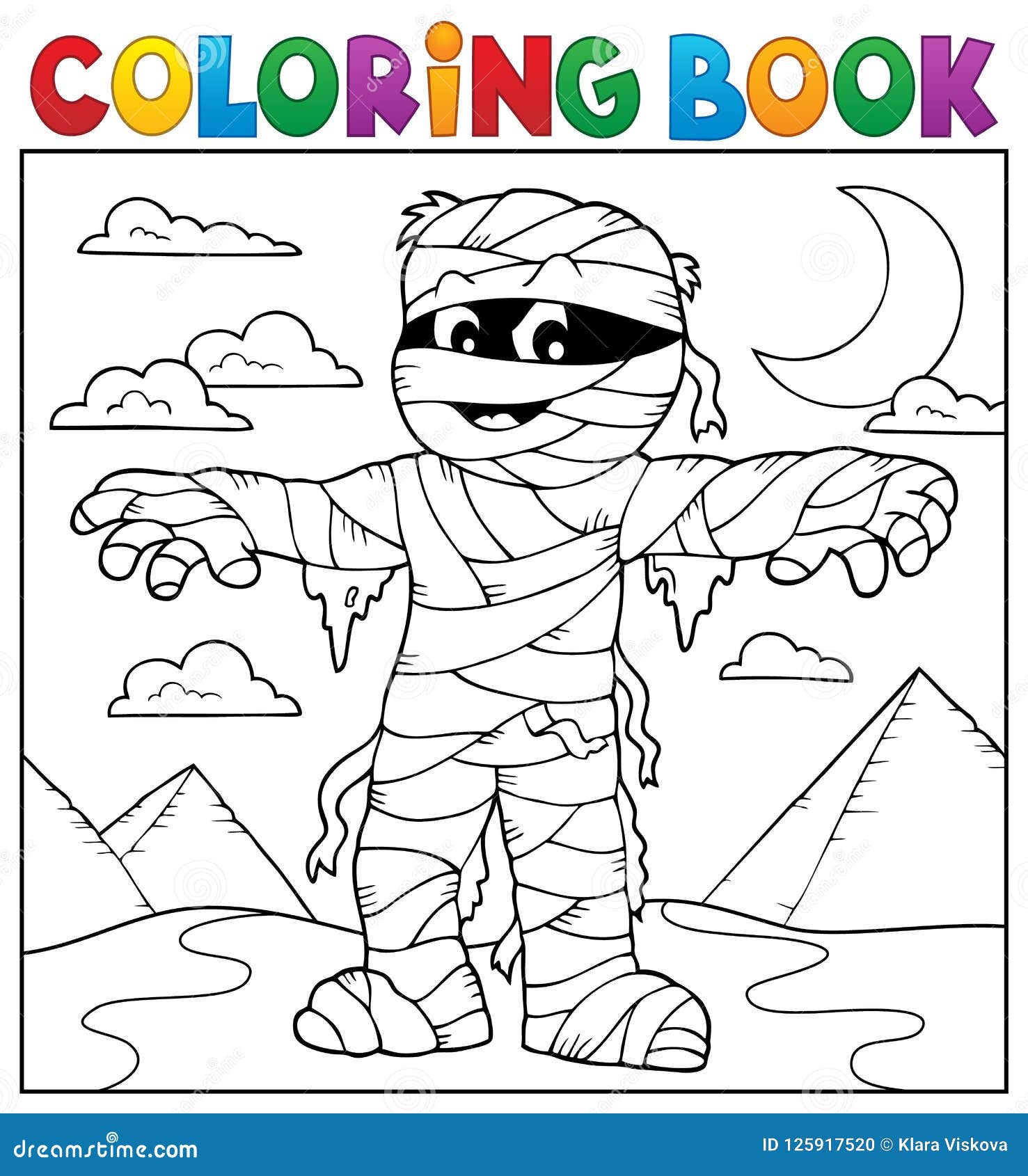 Coloring Book Mummy Theme 2 Stock Vector - Illustration of coloring ...