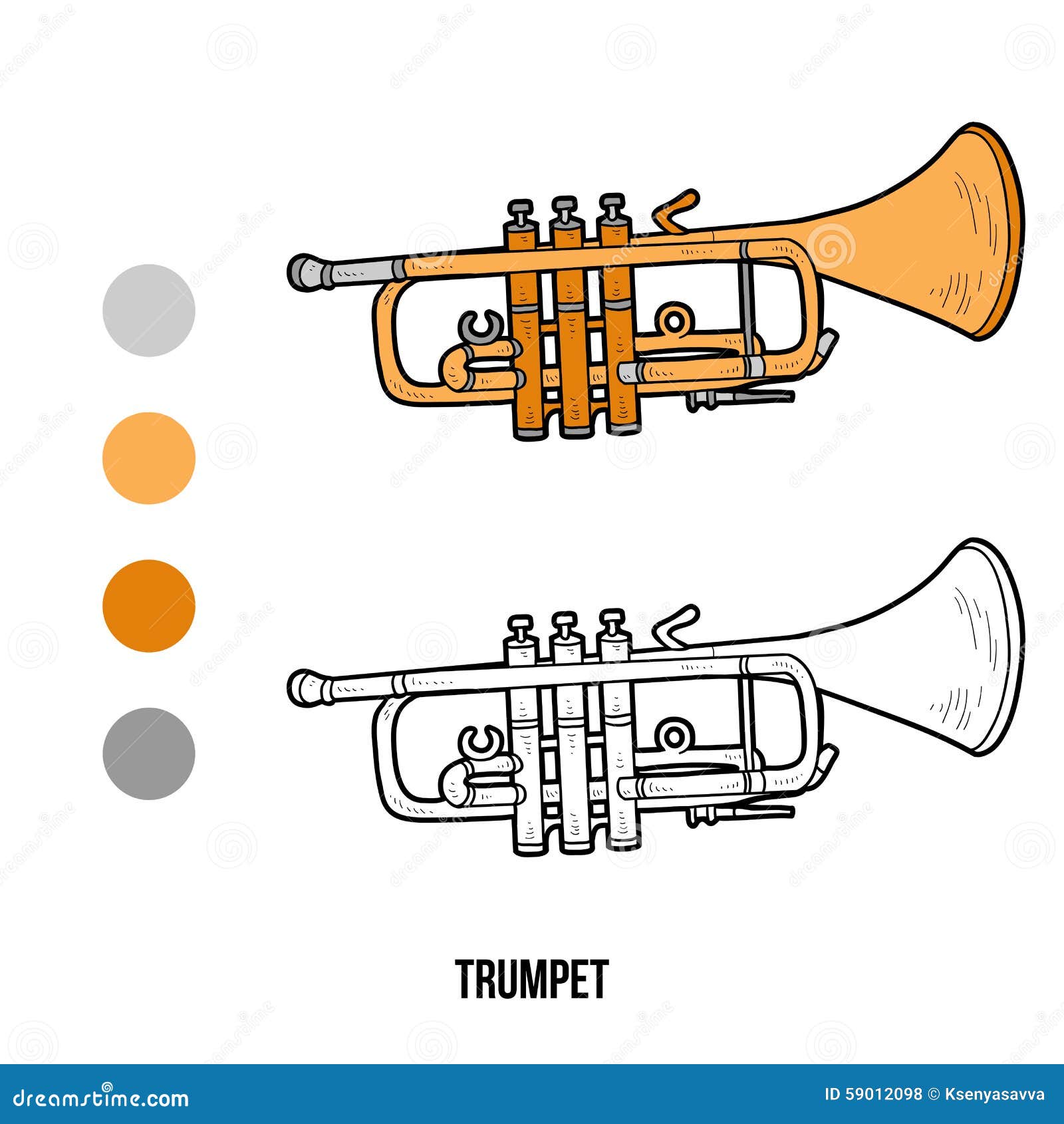 Coloring Book: Musical Instruments (trumpet) Stock Vector ...