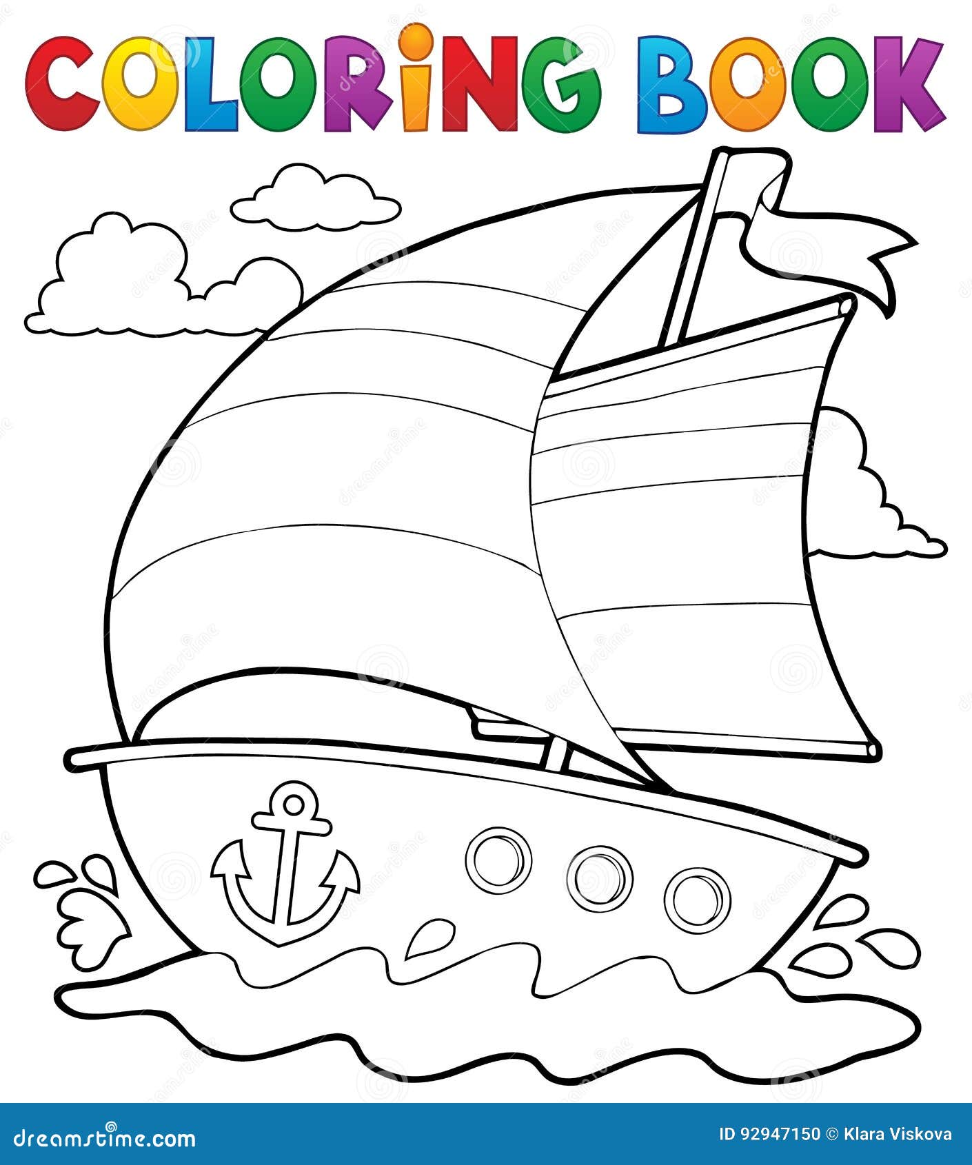 Coloring Book Nautical Boat 1 Stock Vector - Illustration of nautical ...