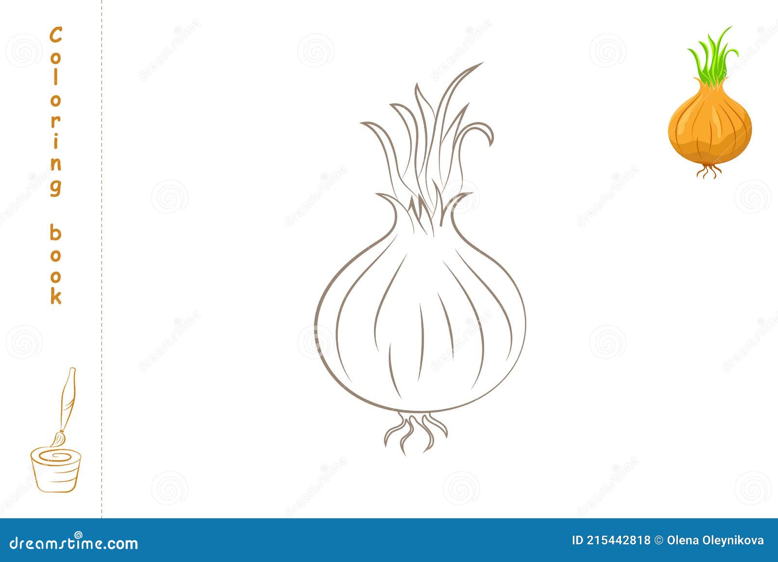 Coloring Book Onion with Example Stock Vector - Illustration of cute ...