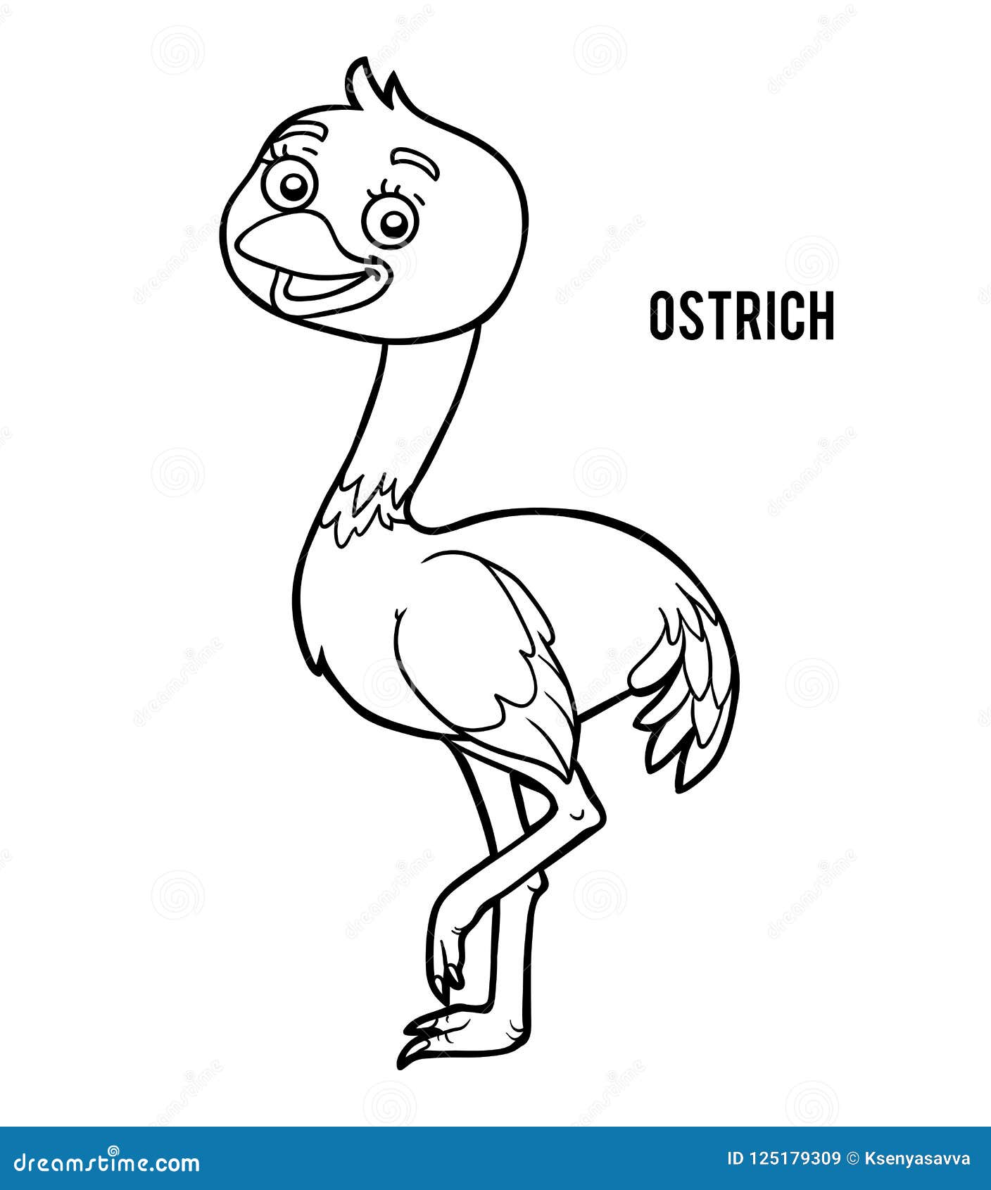 Coloring book, Ostrich stock vector. Illustration of colorful - 125179309