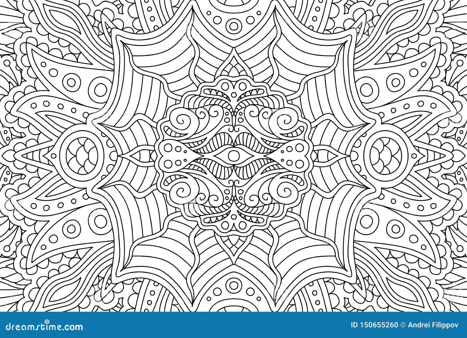 Coloring Book Page with Beautiful Linear Pattern Stock Vector ...