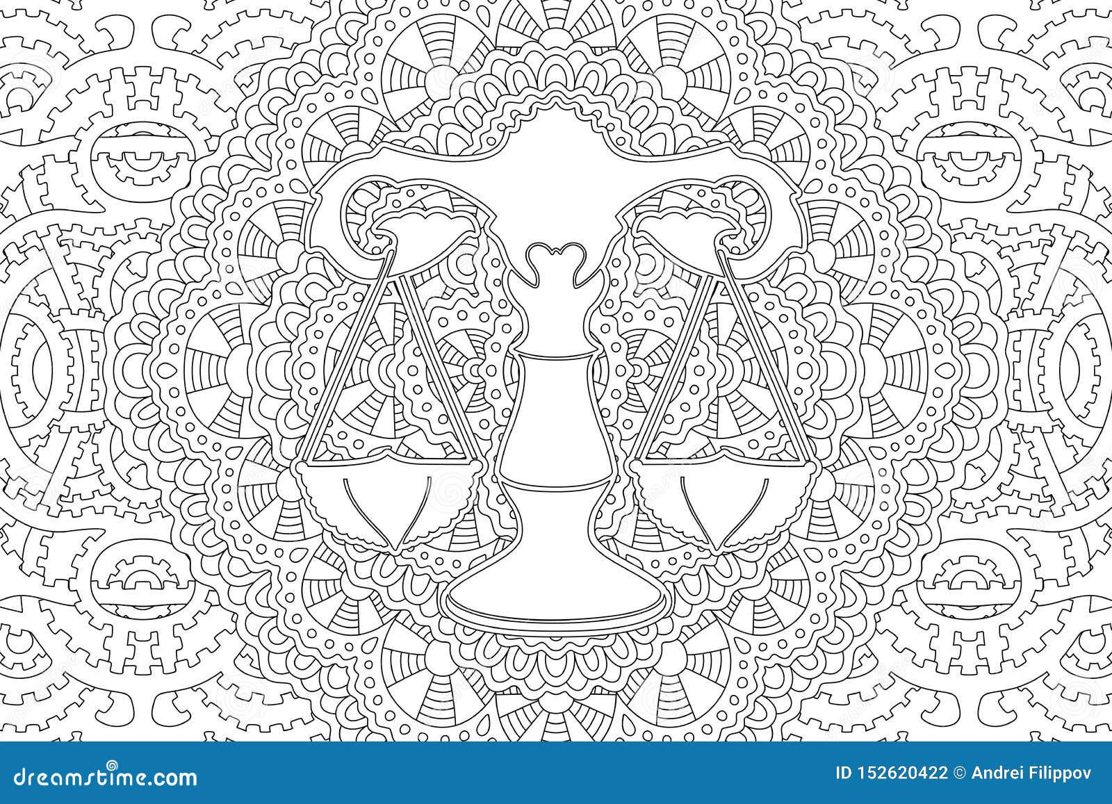 Coloring Book Page with Libra on Linear Pattern Stock Vector ...