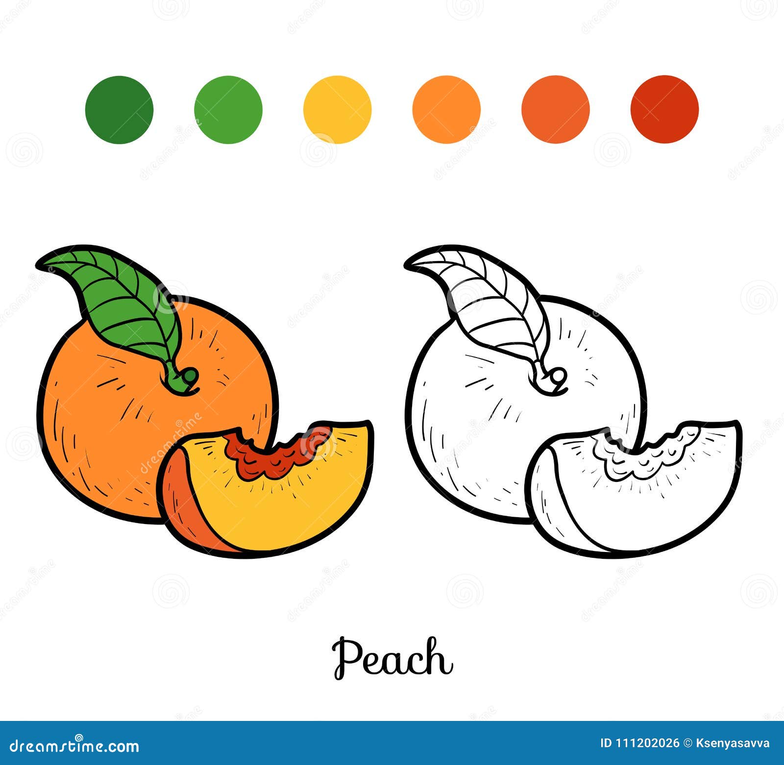 Coloring book, Peach stock vector. Illustration of market - 111202026