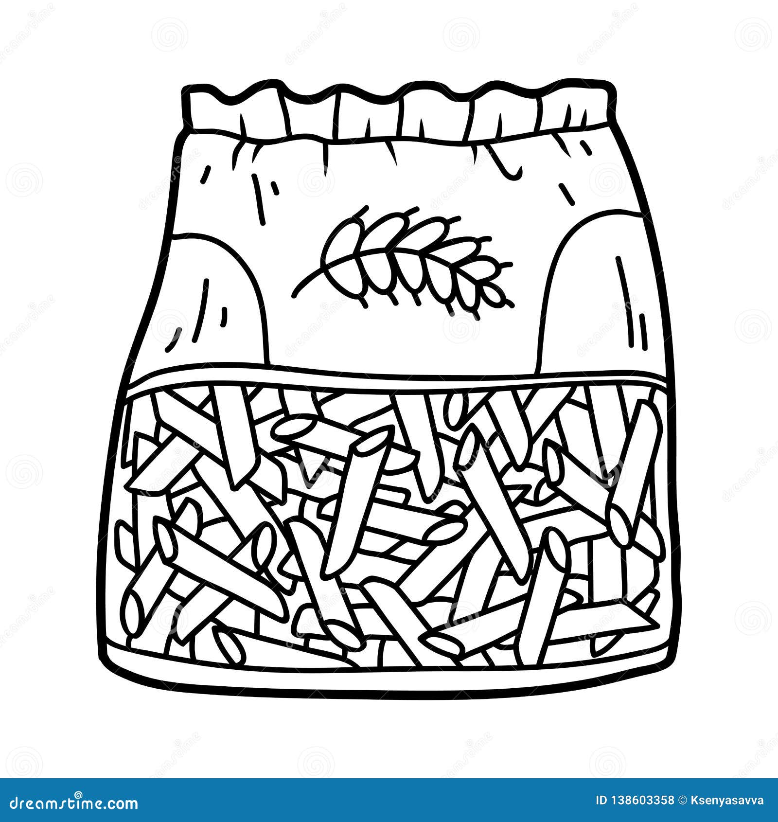Coloring Book, Penne Pasta in Bag Stock Vector - Illustration of chefs ...