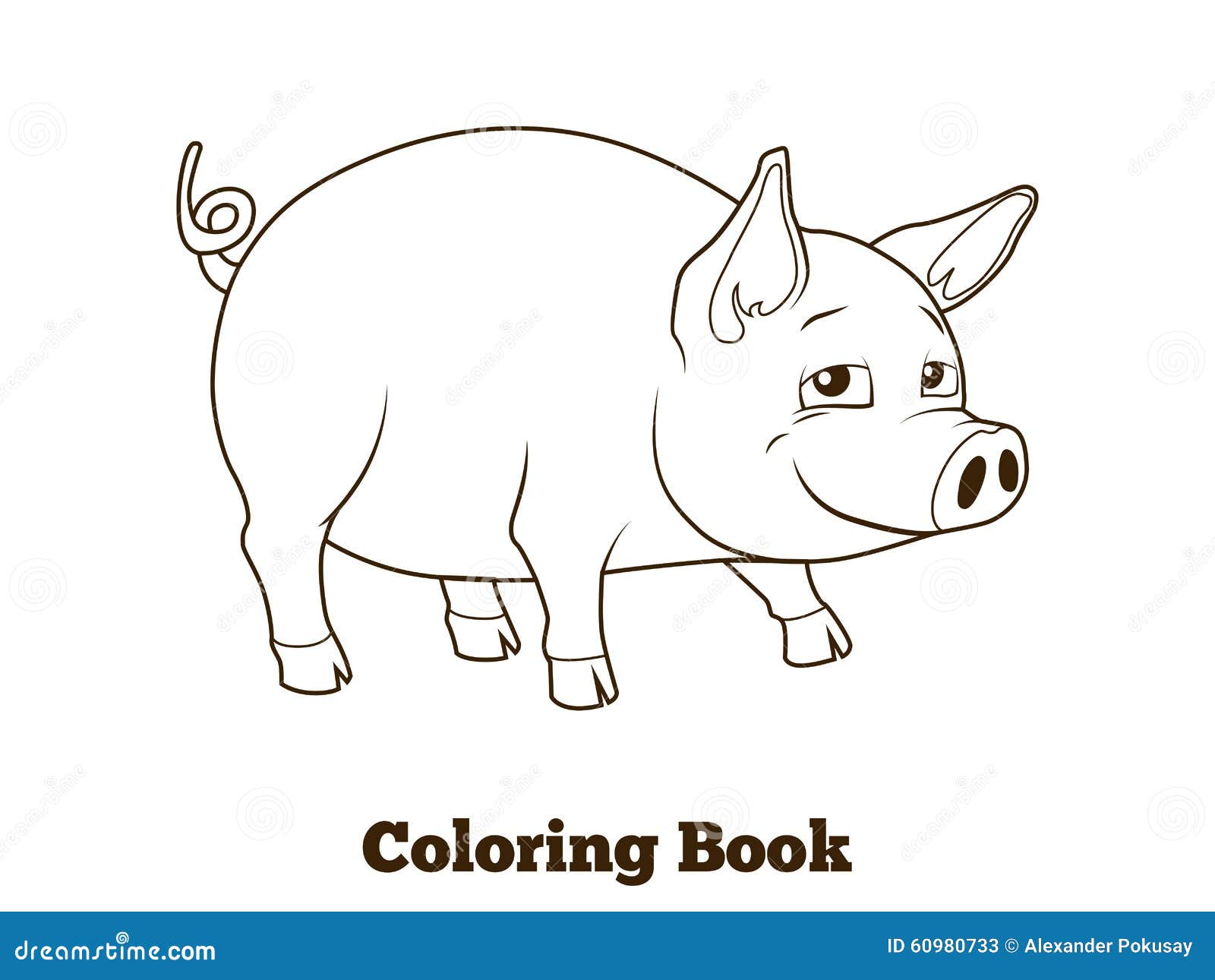 Coloring Book Pig Cartoon Educational Illustration Stock Vector ...