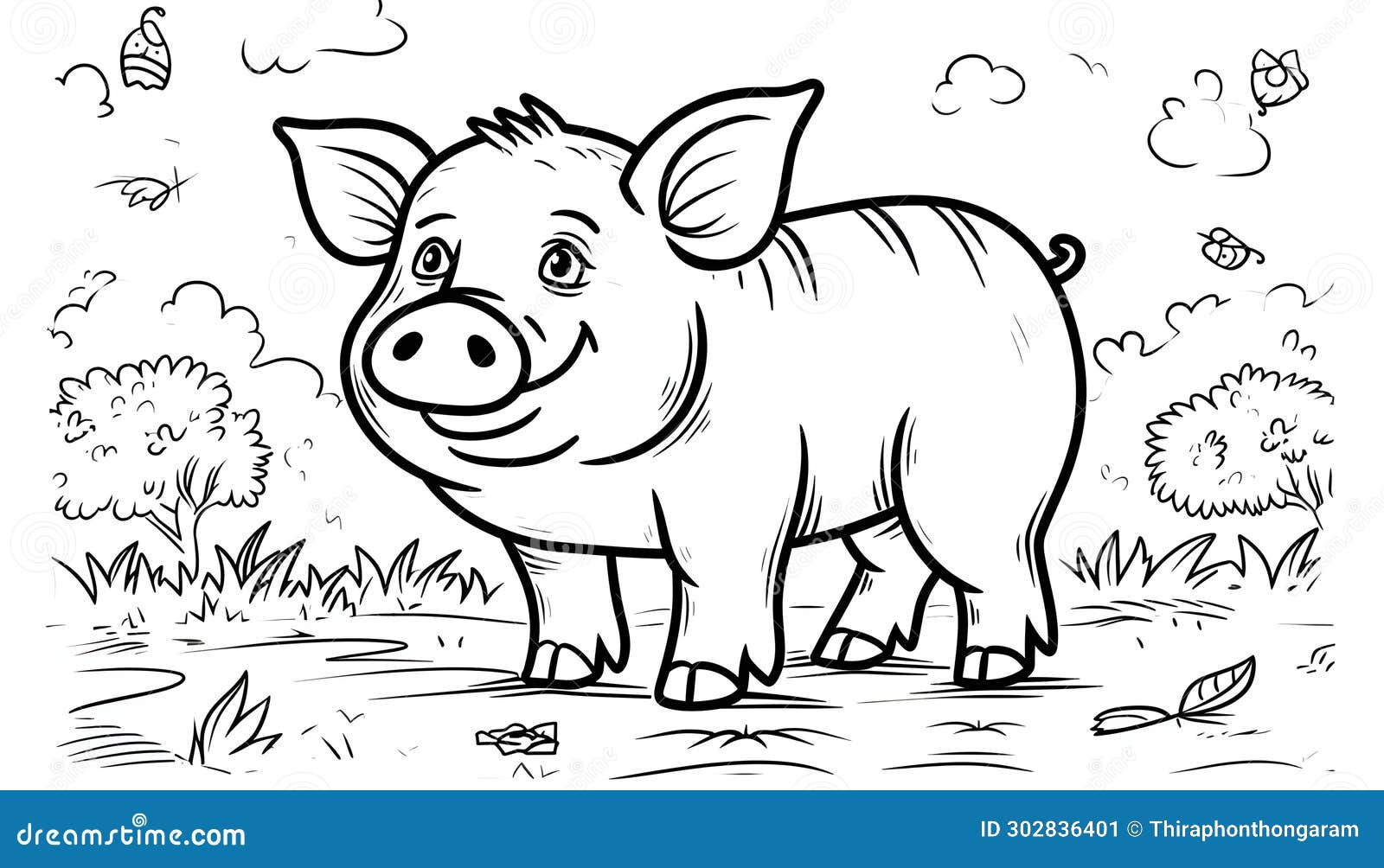 Coloring book pig theme stock illustration. Illustration of pork ...