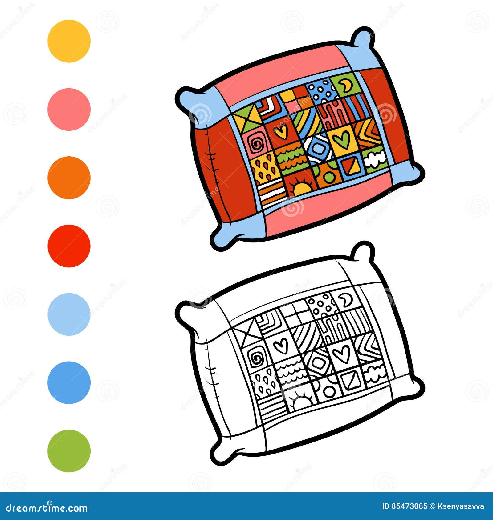 Coloring book, Pillow stock vector. Illustration of feather - 85473085