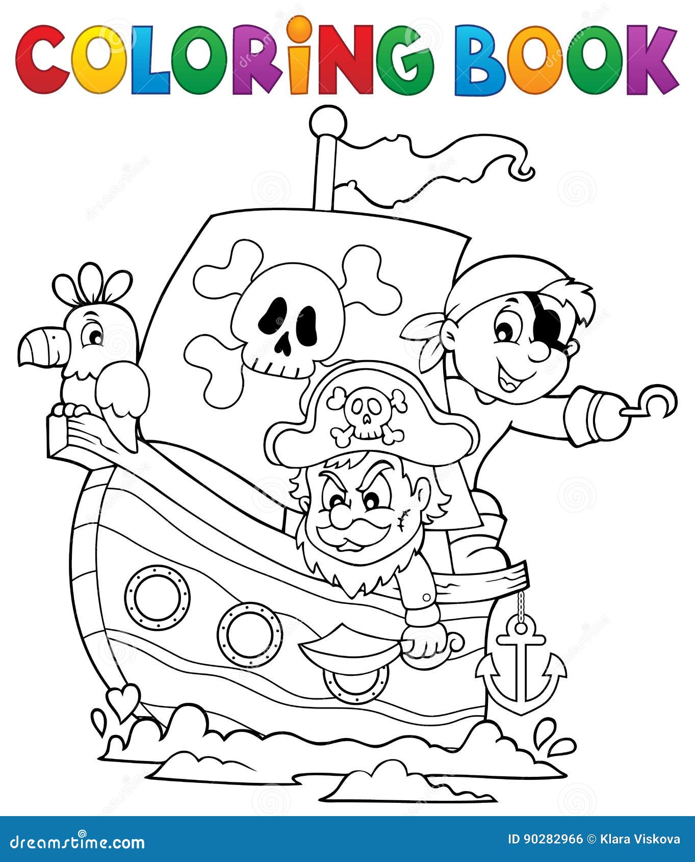 Coloring Book Pirate Boat Theme 1 Stock Vector - Illustration of bone ...