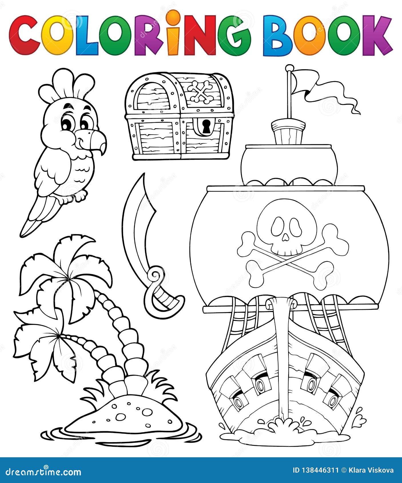 Coloring Book Pirate Thematics 2 Stock Vector - Illustration of float ...