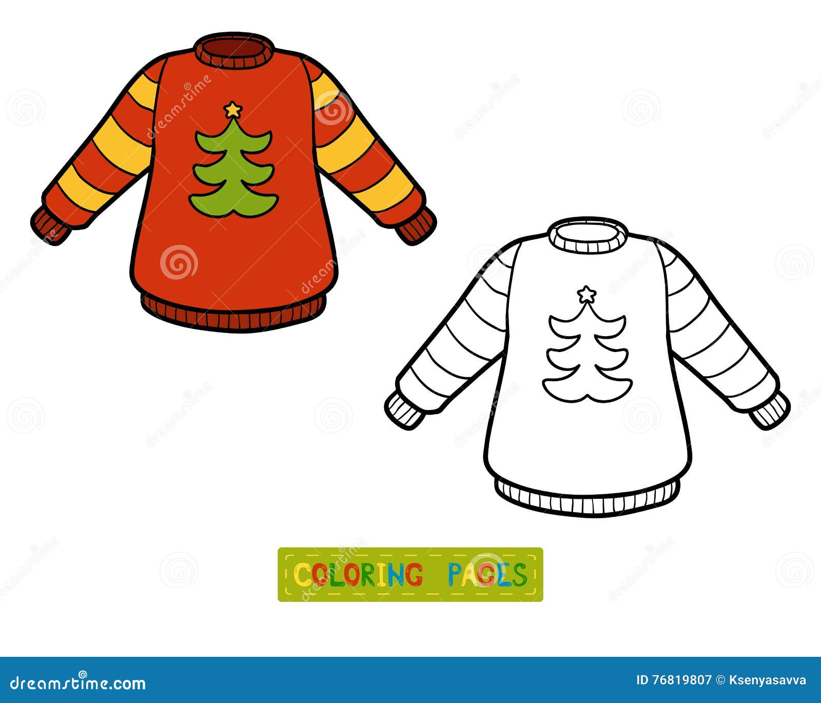 Coloring book, Pullover stock vector. Illustration of pullover - 76819807