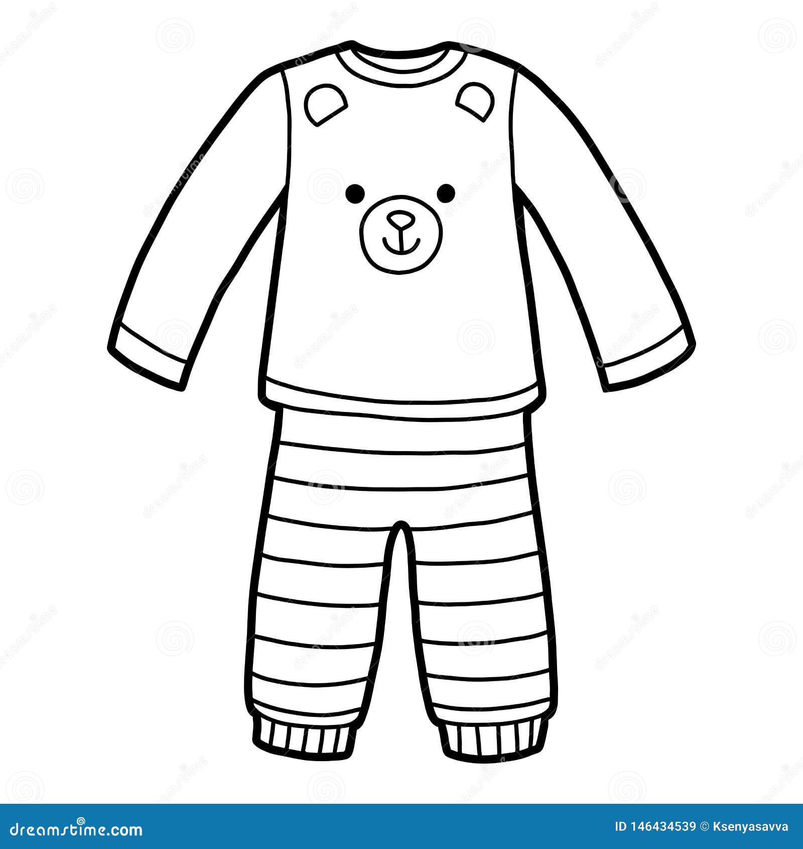 Coloring Book, Pyjamas with a Bear Stock Vector - Illustration of ...