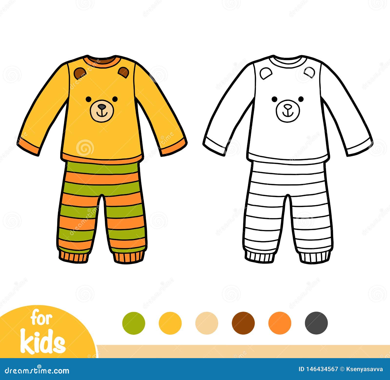 Coloring Book, Pyjamas With A Bear Cartoon Vector | CartoonDealer.com ...