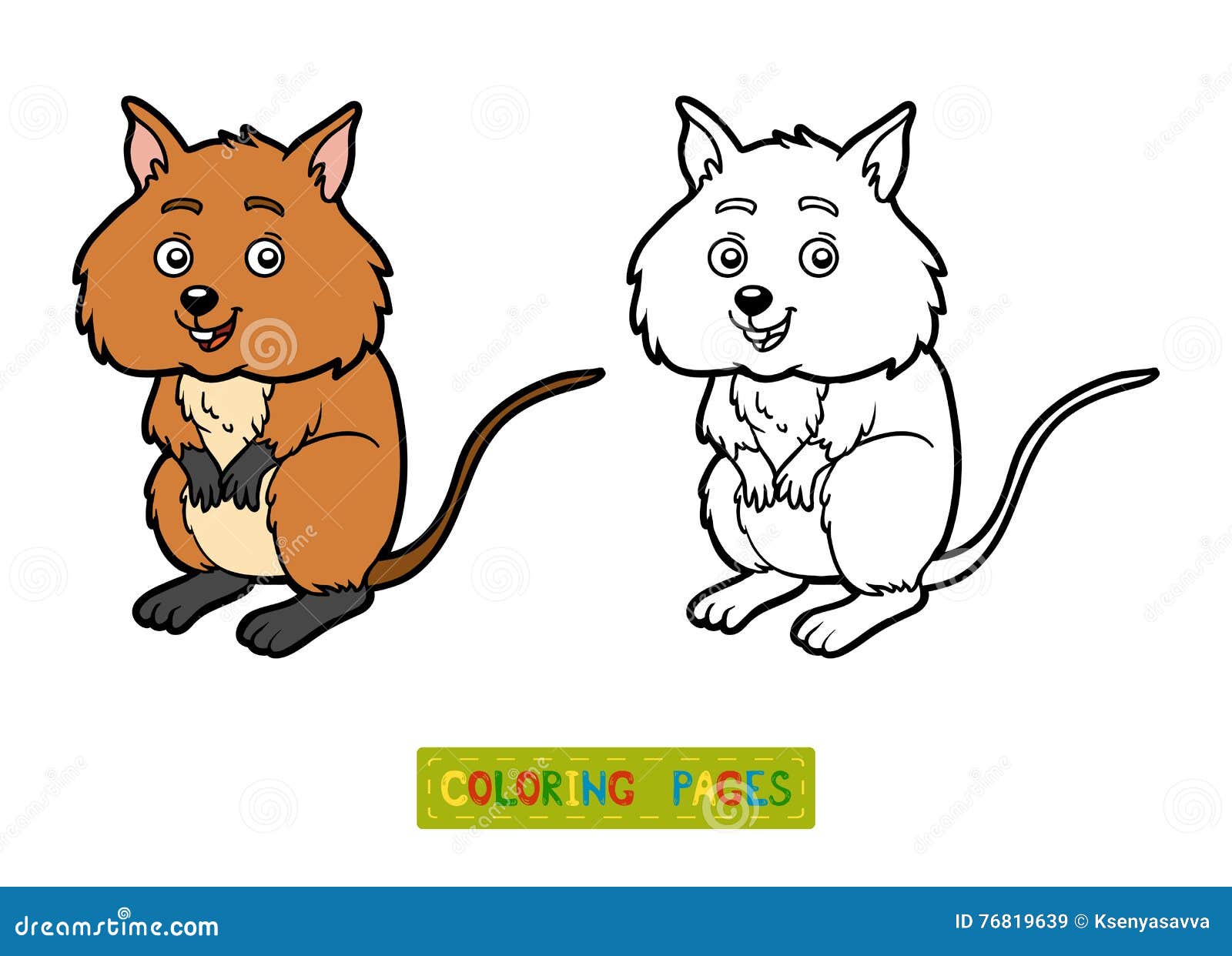 Coloring Book, Quokka Cartoon Vector | CartoonDealer.com #76819639