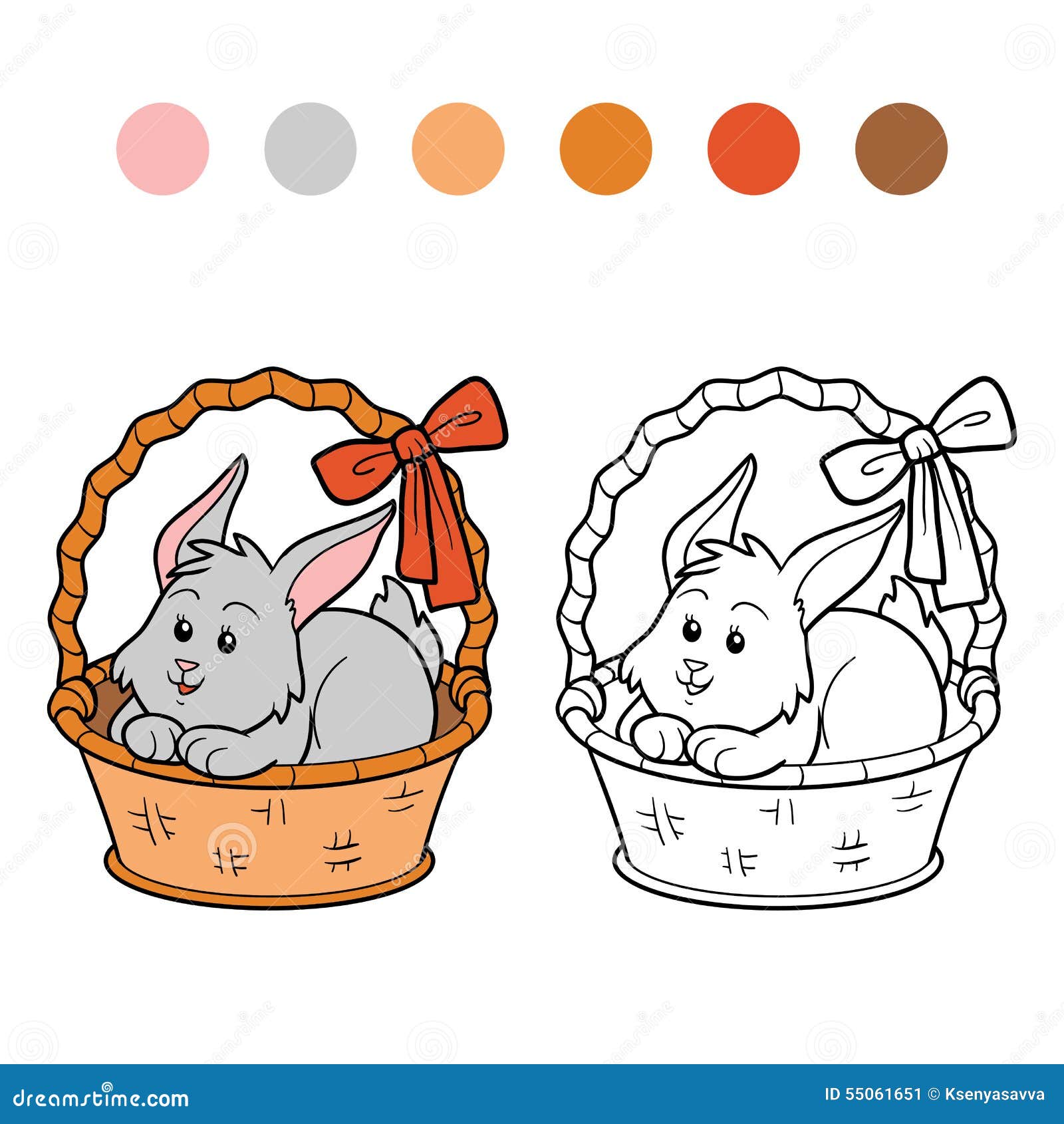Coloring Book (rabbit in Basket) Stock Vector - Illustration of cartoon ...