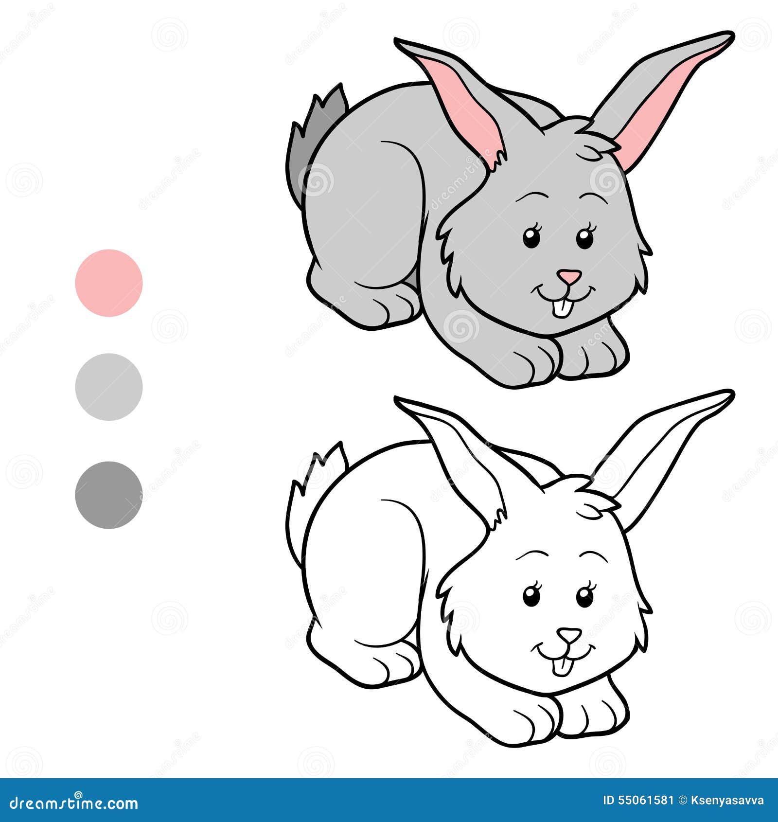 Rabbit, Coloring Page For The Children.Hand Drawn Sketch Of Animals ...