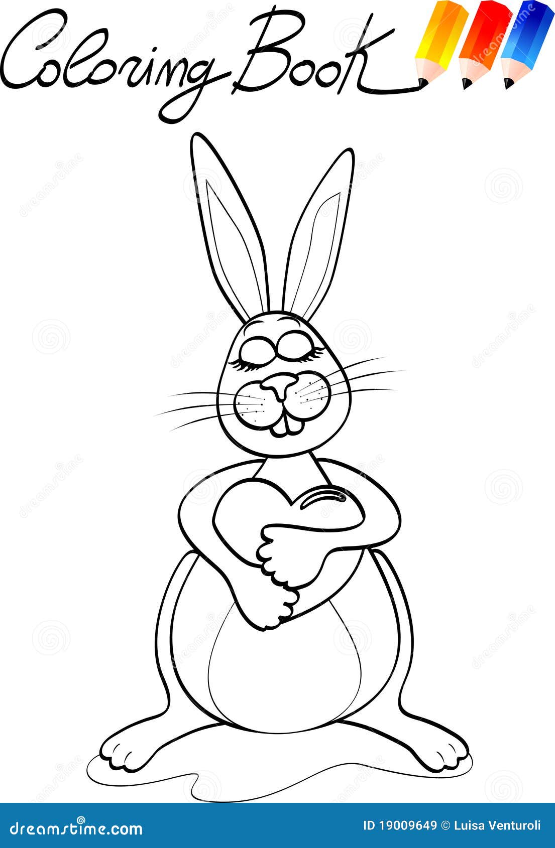 Coloring Book, Rabbit in Love Stock Illustration - Illustration of ...