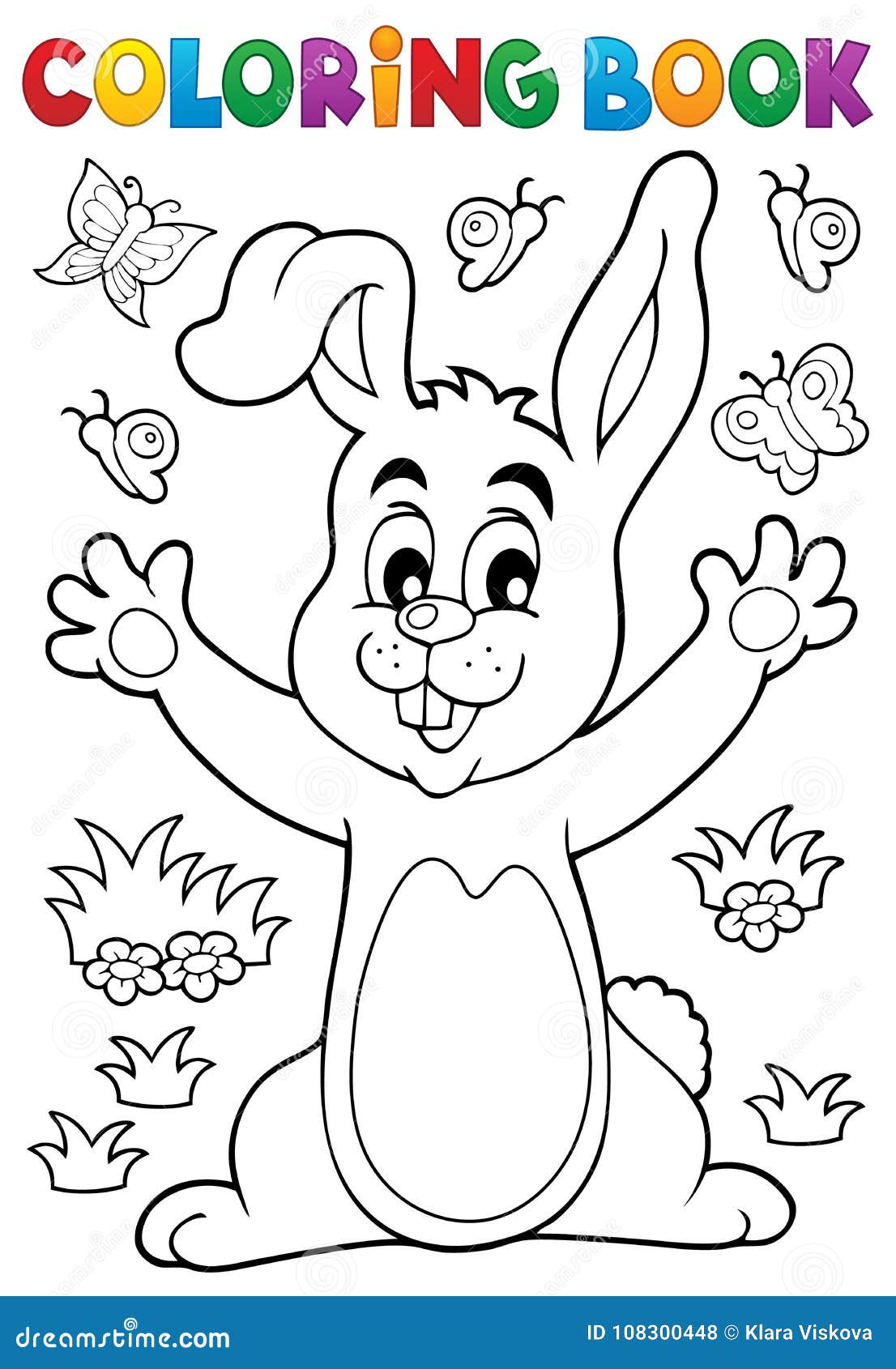 Coloring Book Rabbit Theme 6 Stock Vector - Illustration of paint ...