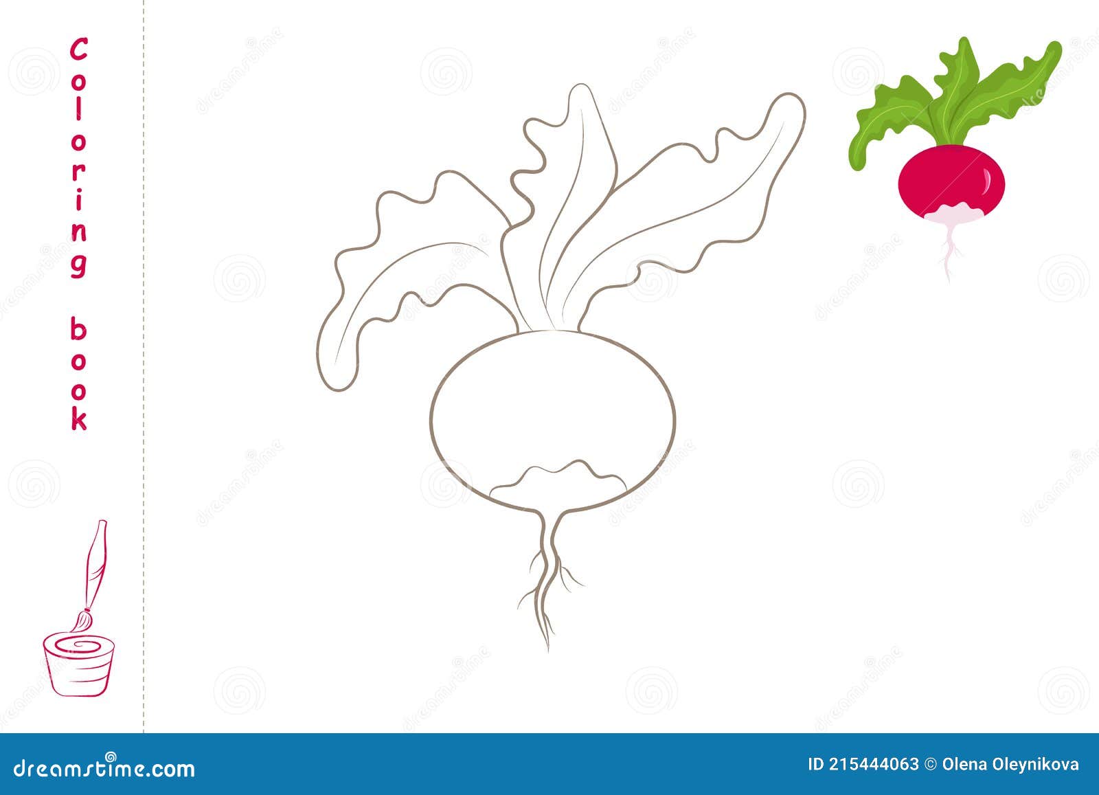 Coloring Book Radish with Example Stock Vector - Illustration of health ...