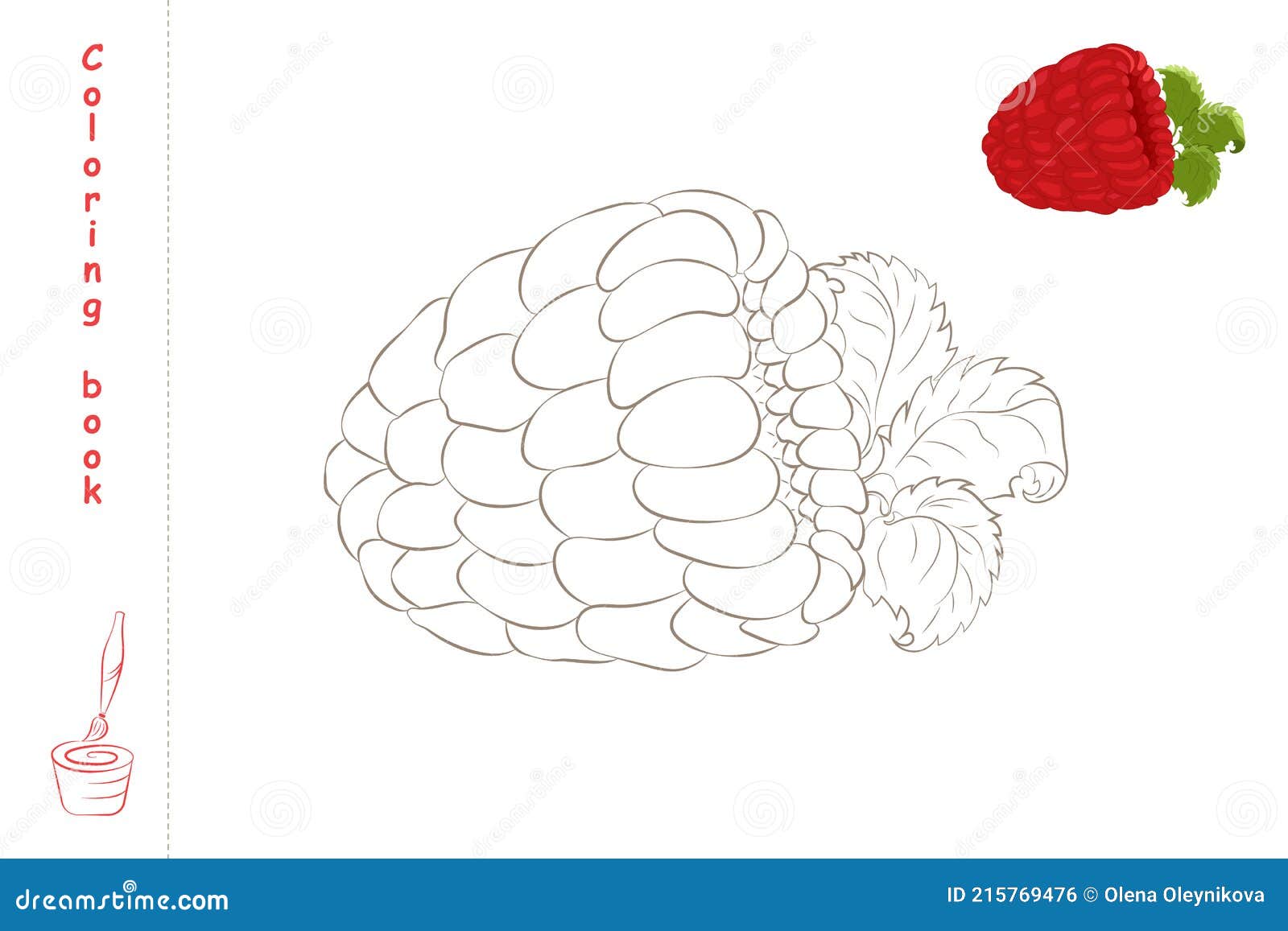 Coloring Book Raspberry with Example Stock Vector - Illustration of ...