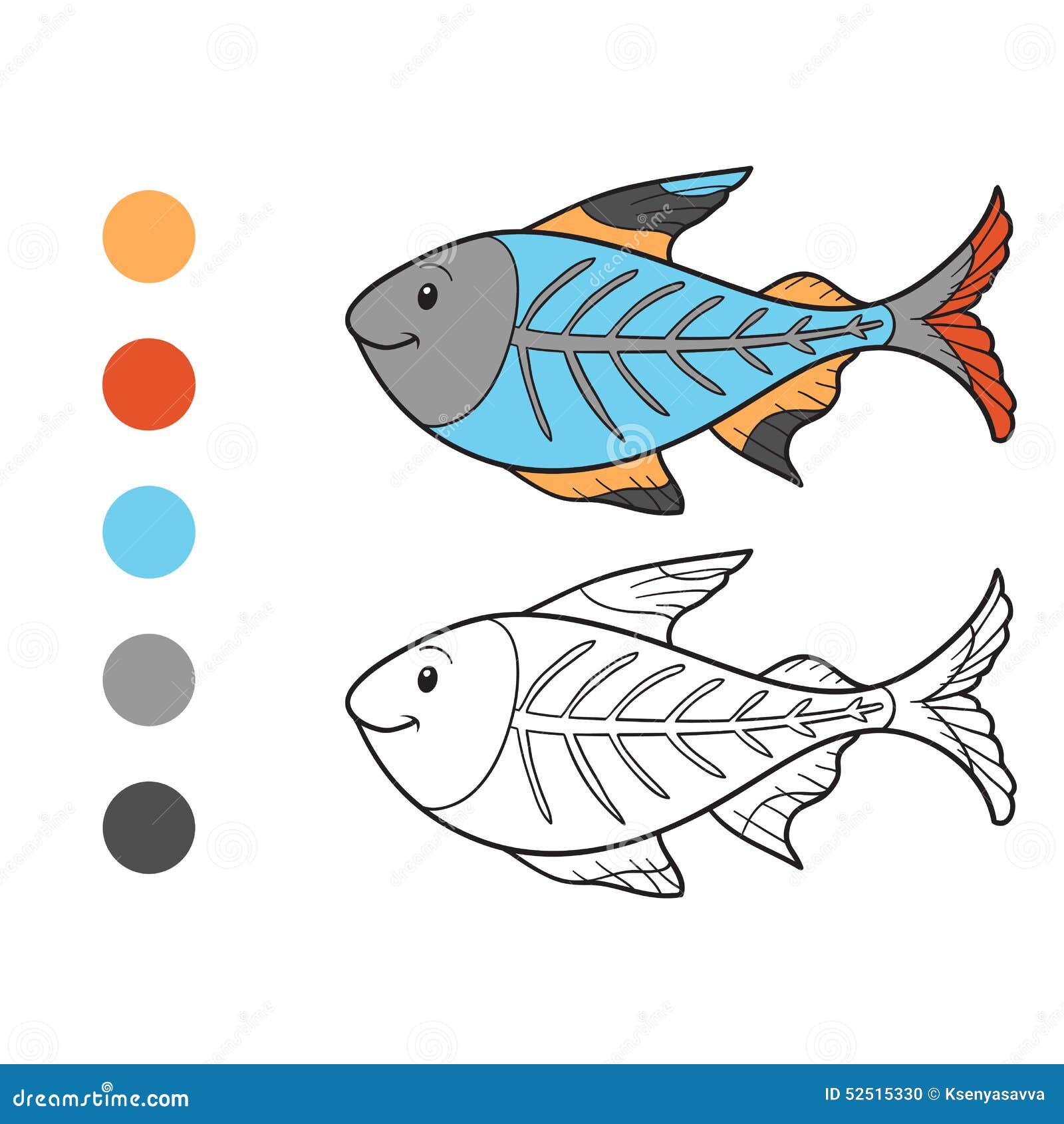 Coloring book (x-ray fish) stock vector. Illustration of coloration ...