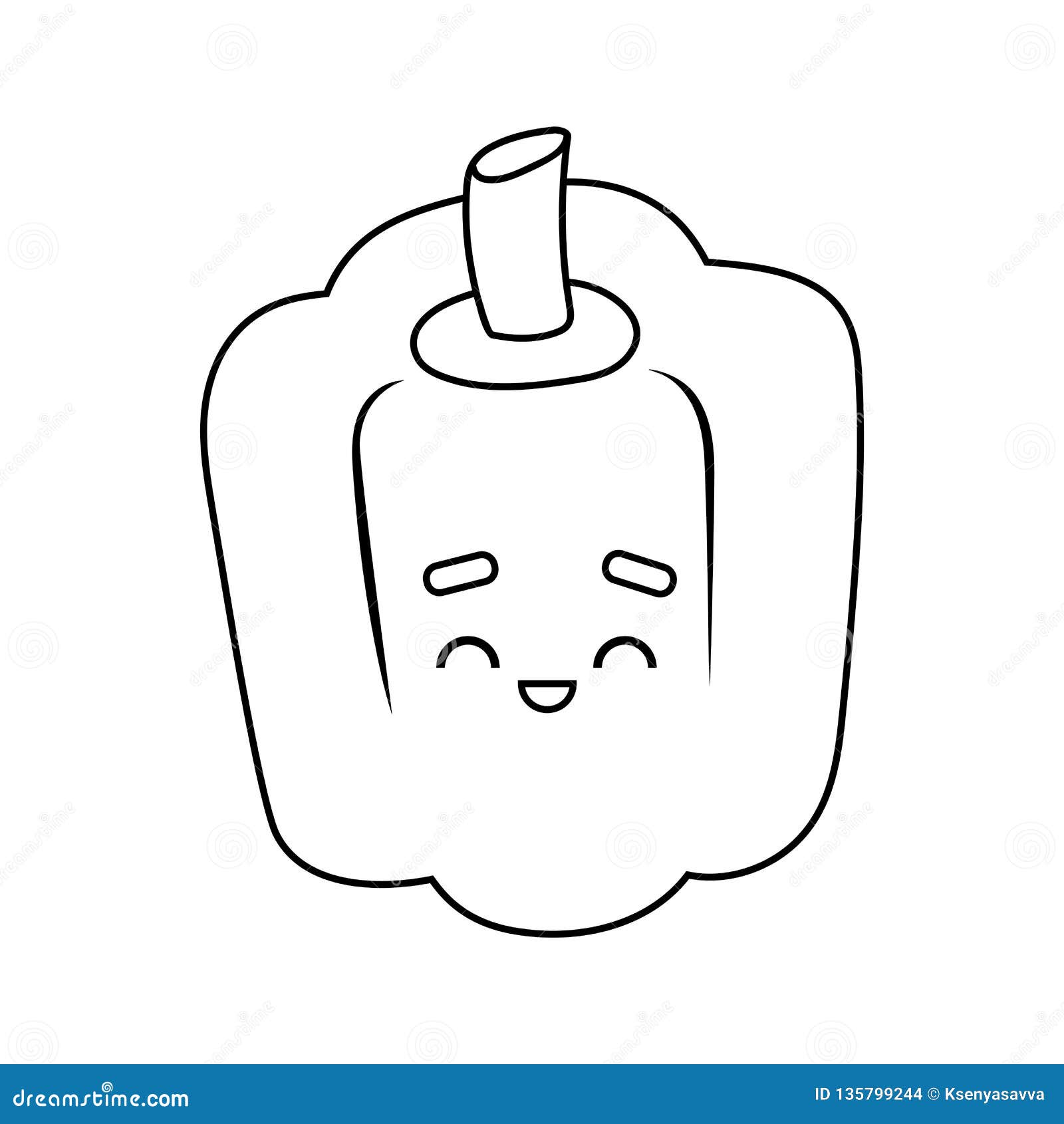 Coloring Book, Red Pepper with a Cute Face Stock Vector - Illustration ...