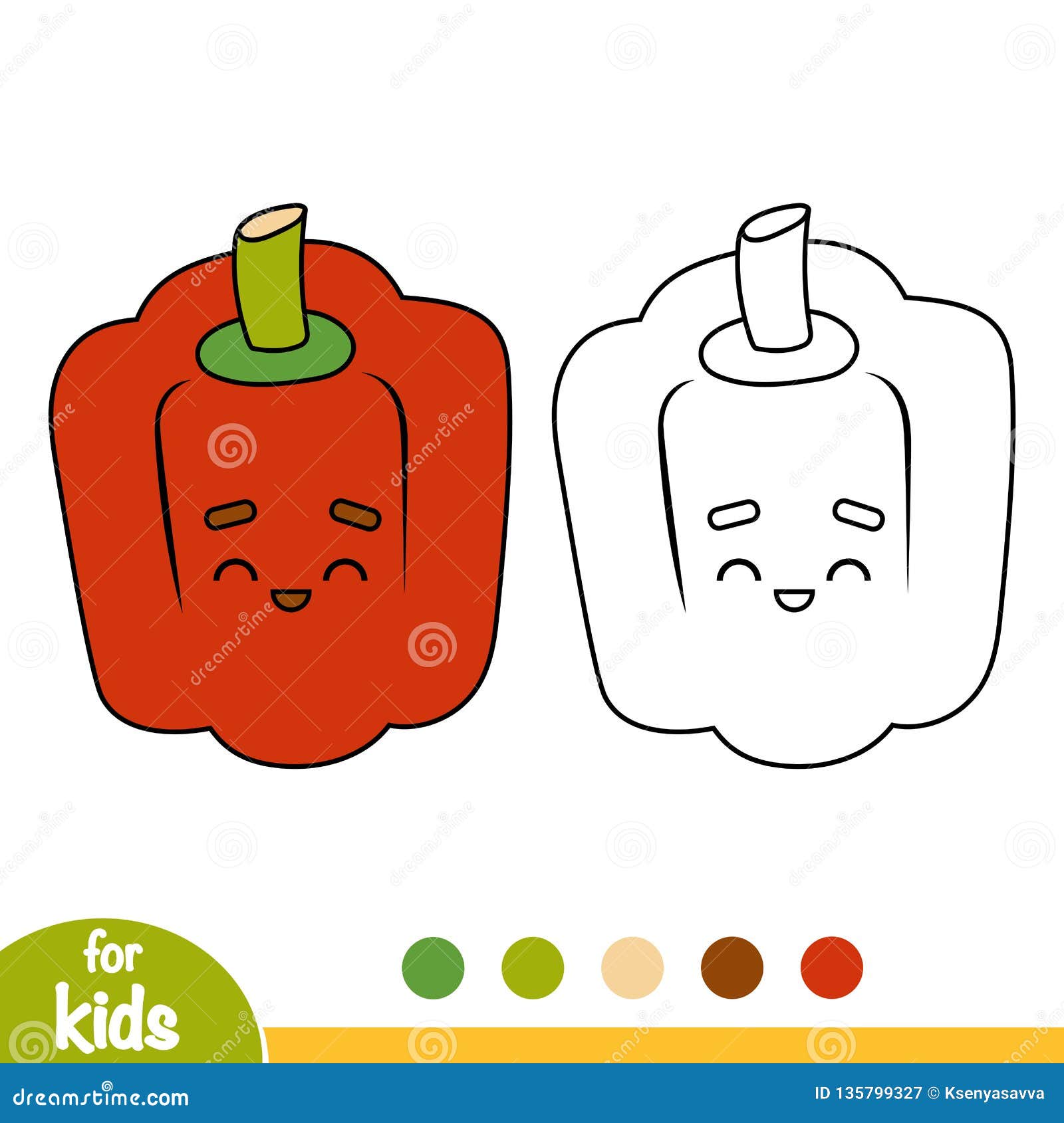 Pepper Cute Kawaii Linear Character Cartoon Vector | CartoonDealer.com ...