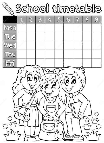 Coloring Book School Timetable 4 Stock Vector - Illustration of person ...