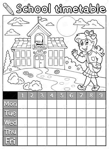 Coloring Book School Timetable 6 Stock Vector - Illustration of path ...