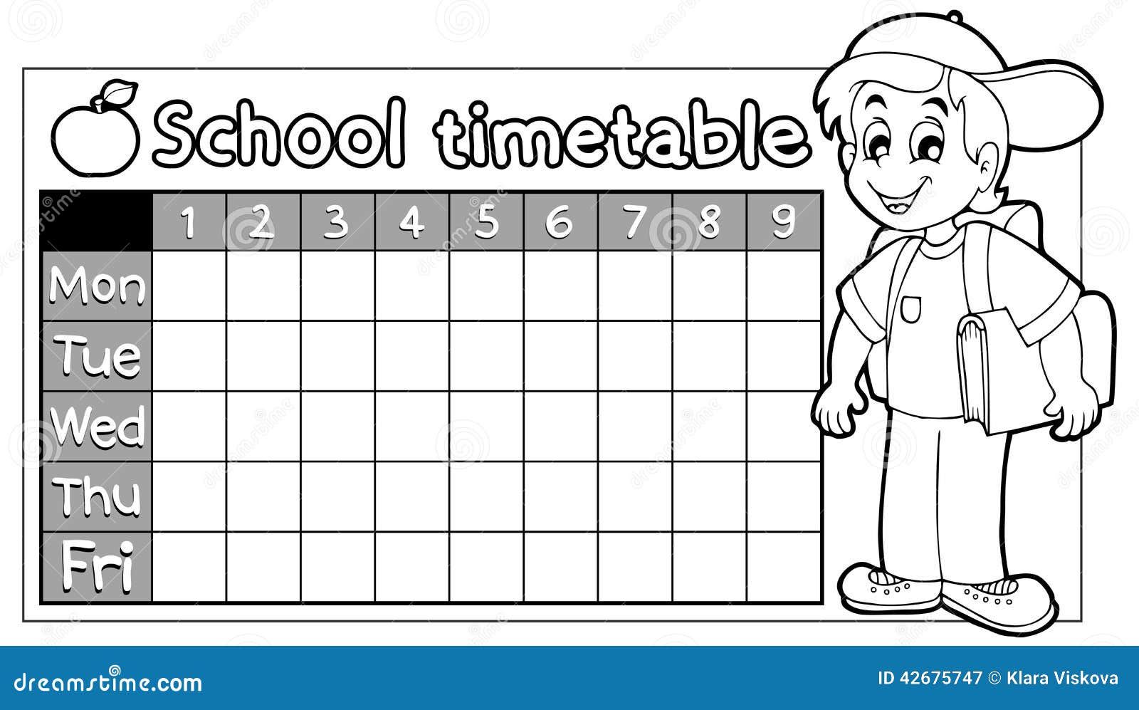 Coloring Book School Timetable 9 Stock Vector - Image: 42675747