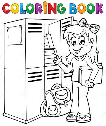 Coloring Book School Topic 5 Stock Vector - Illustration of lockers ...