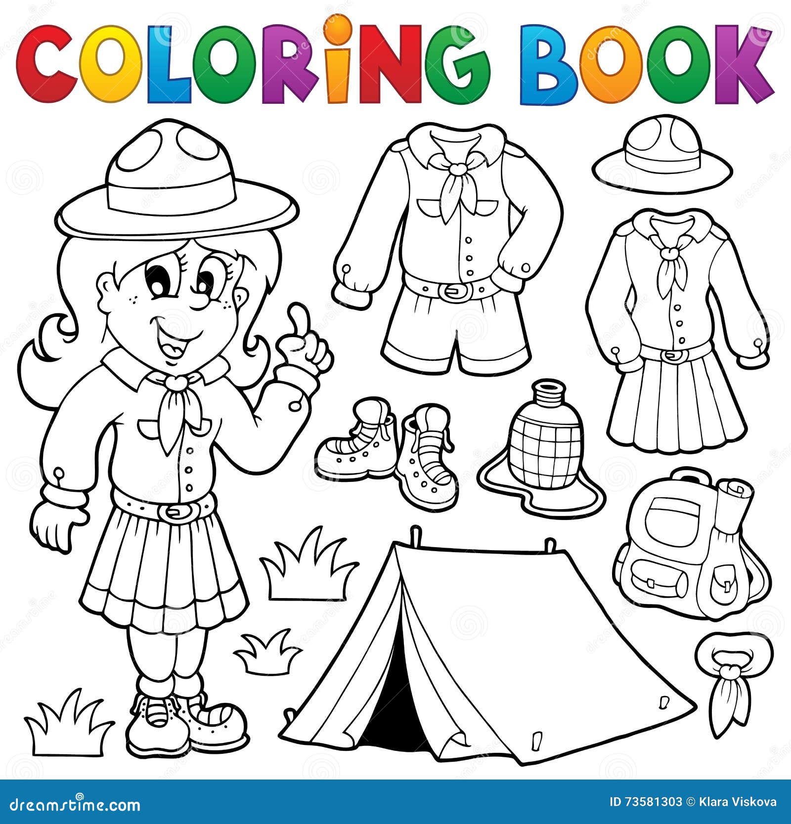 Coloring Book Scout Thematics 1 Stock Vector - Illustration of person ...