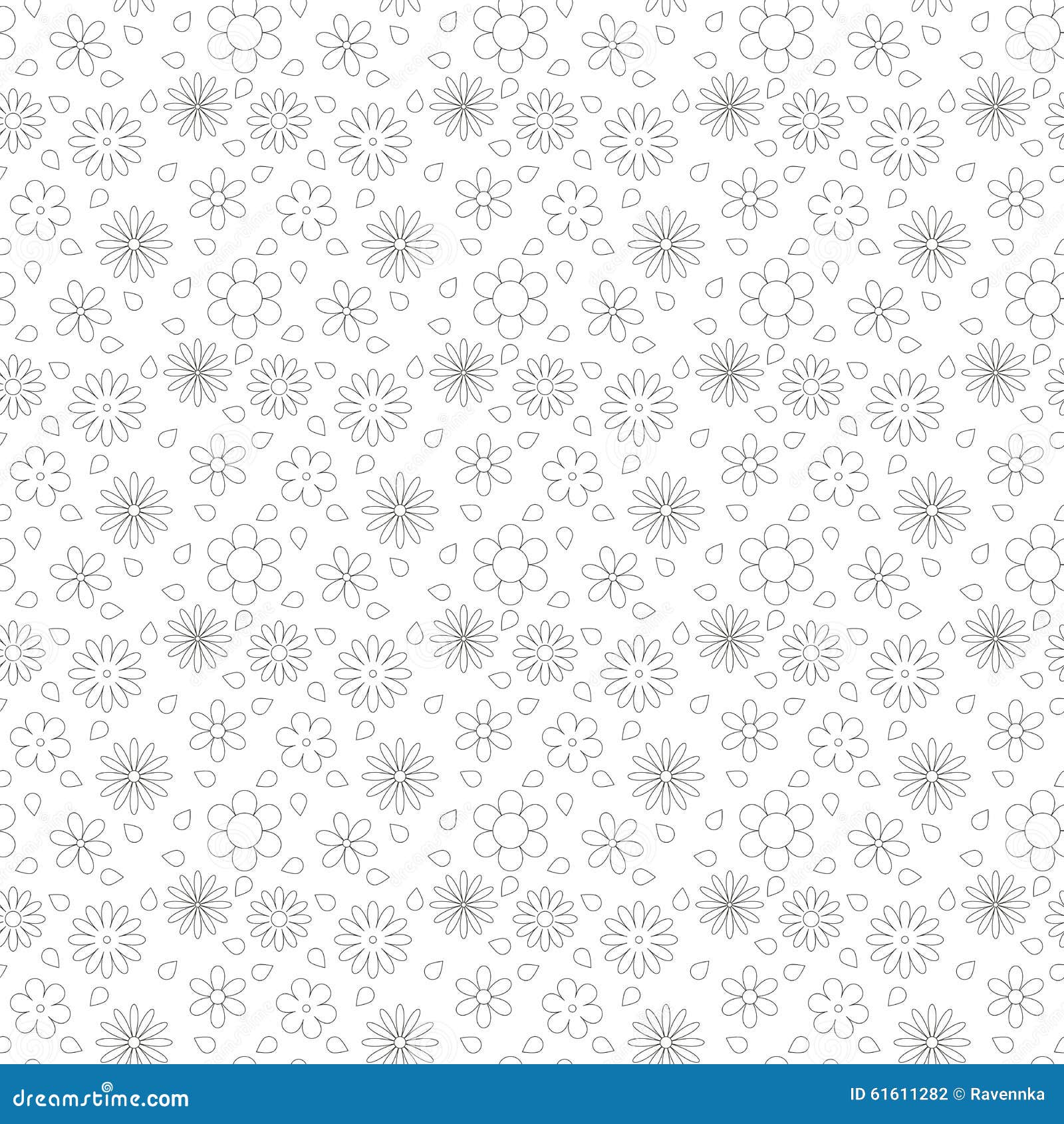 Coloring Book - Seamless Flower Pattern Stock Vector - Illustration of ...