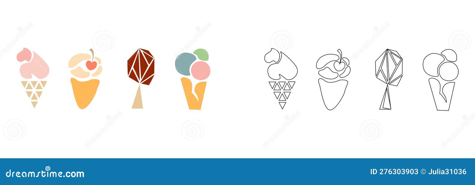 Coloring Book - Set of Colored Stylized Ice Cream Stock Vector ...