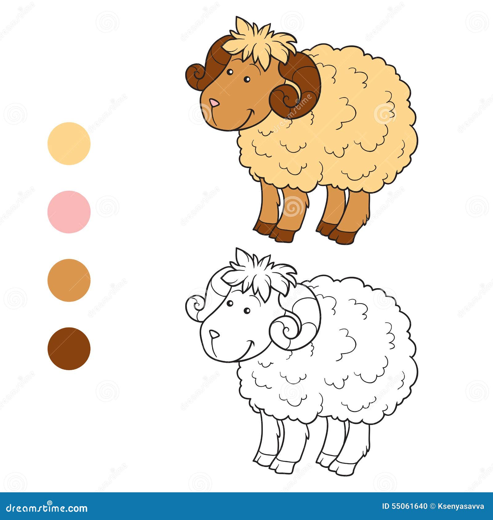 Coloring book (sheep) stock vector. Illustration of lamb - 55061640