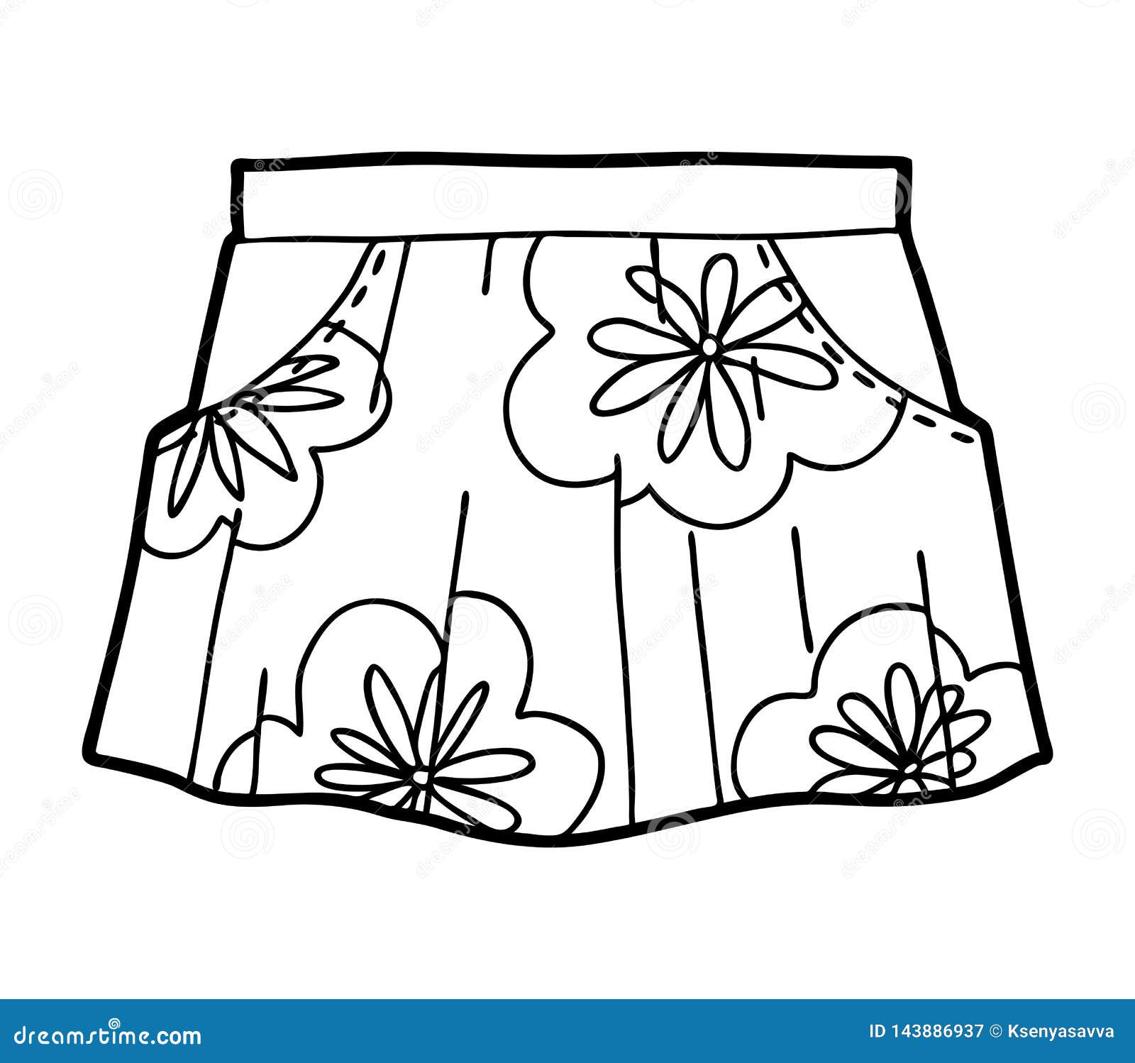 Coloring book, Skirt stock vector. Illustration of colorless - 143886937