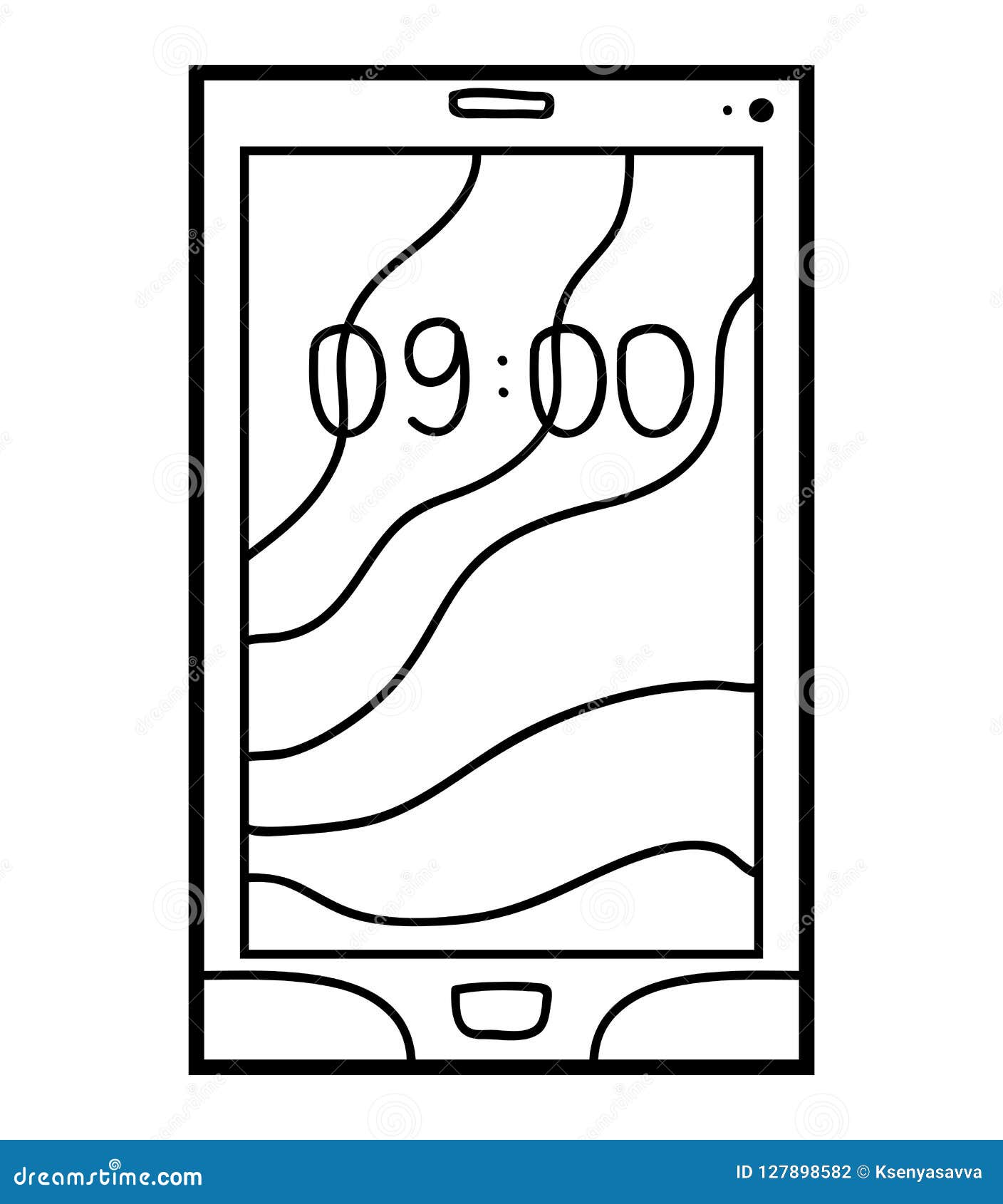 Coloring book, Smartphone stock vector. Illustration of internet ...