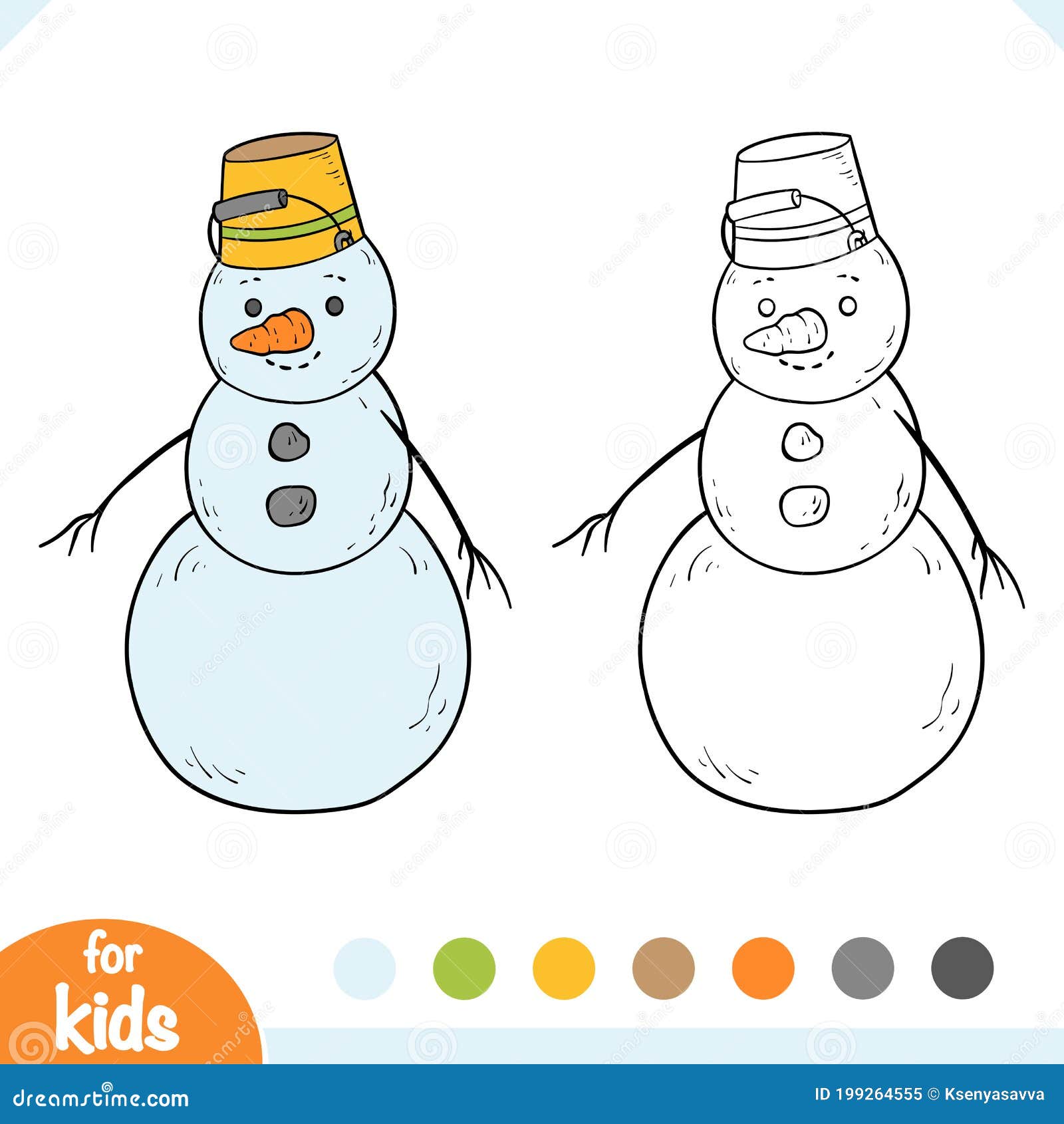Coloring book, Snowman stock vector. Illustration of book - 199264555