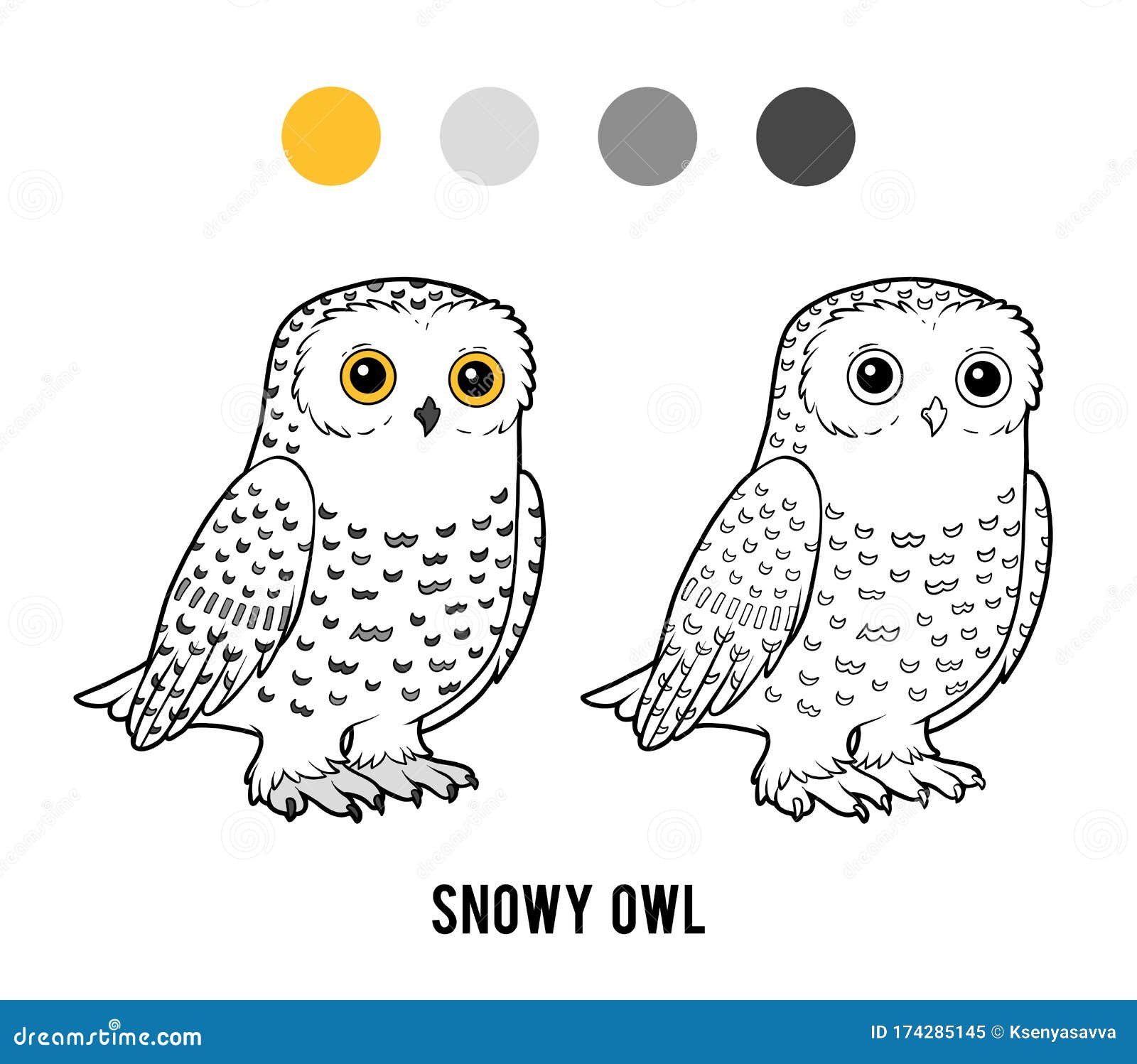 Coloring book, Snowy owl stock vector. Illustration of cartoon - 174285145