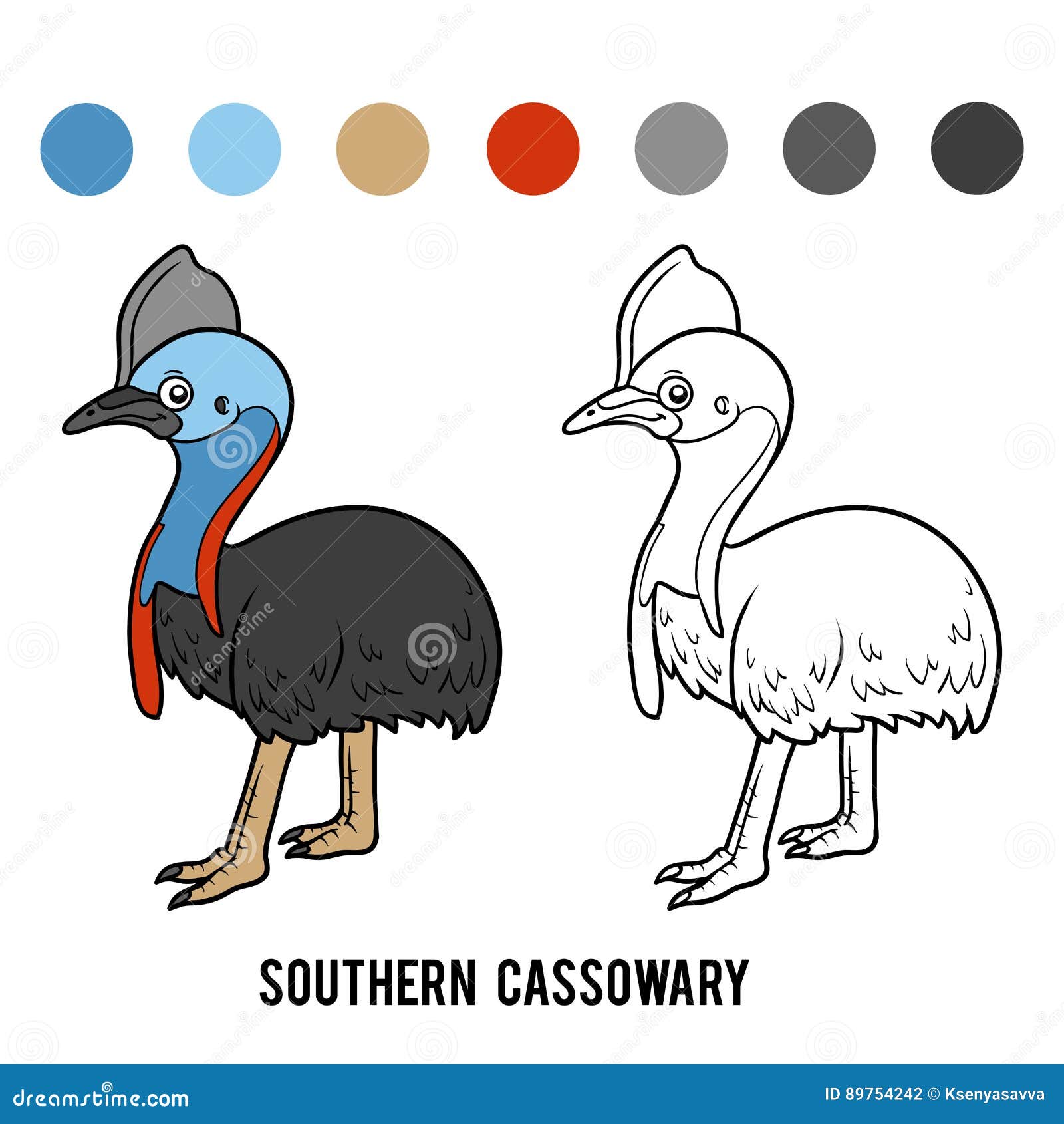 Southern Cassowary Vector Silhouette Illustration Isolated On White ...