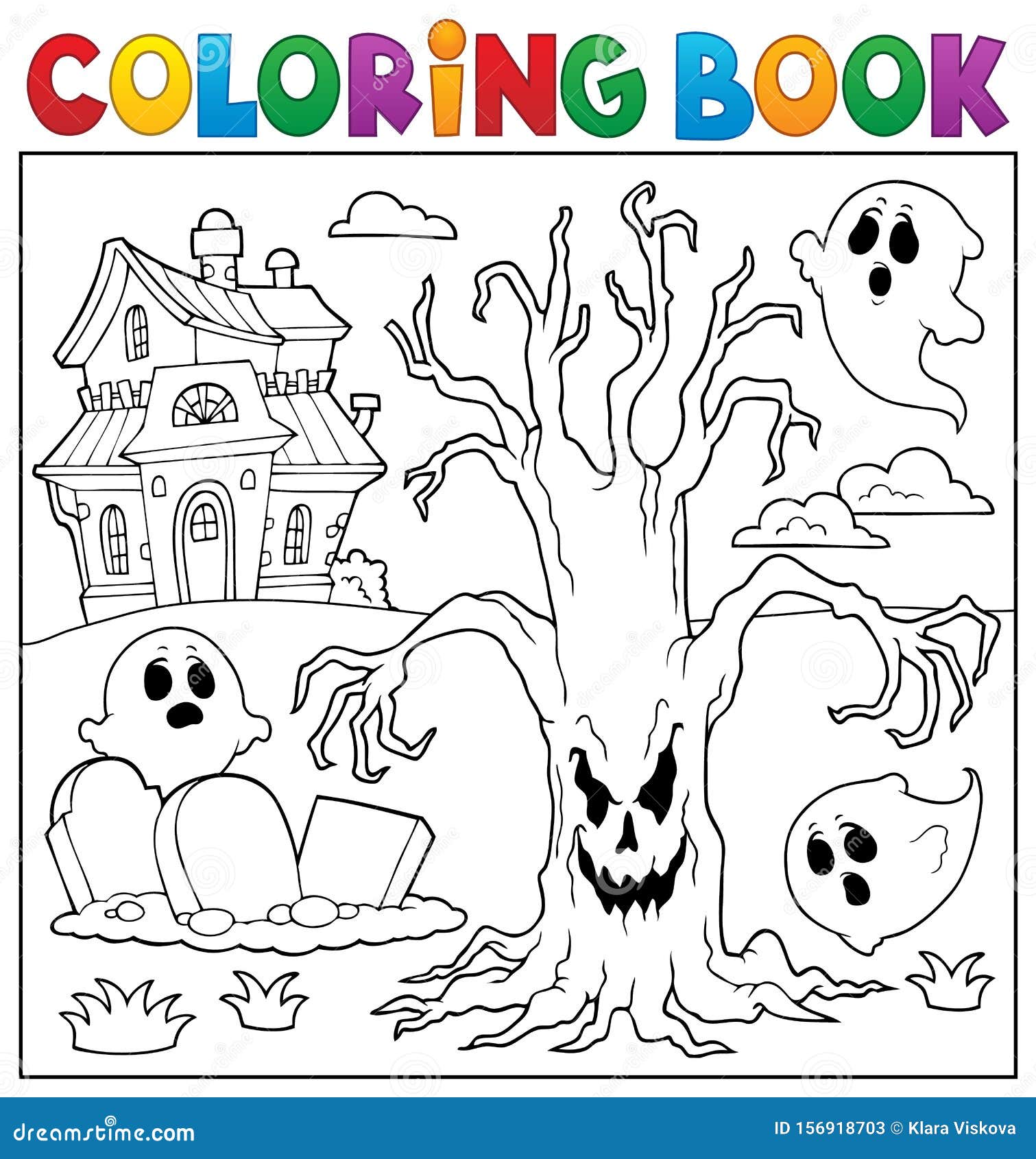 Coloring Book Spooky Tree Thematics 2 Stock Vector - Illustration of ...