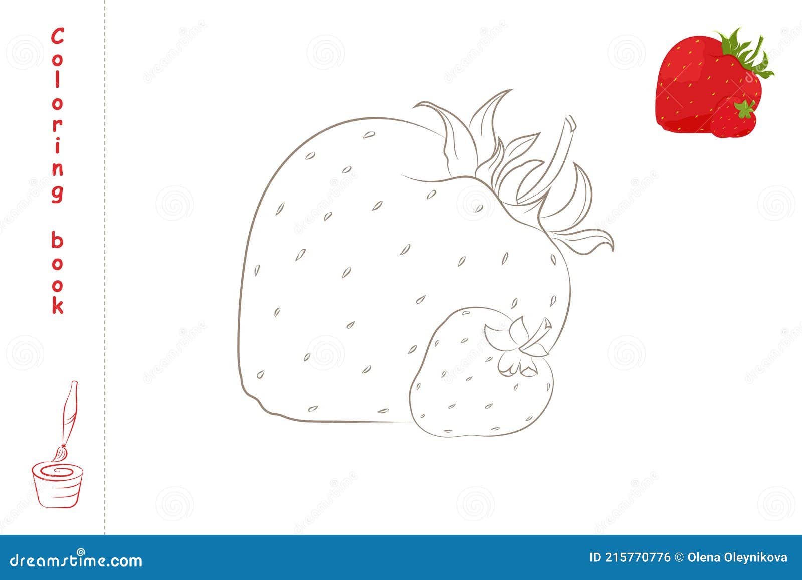 Coloring Book Strawberry with Example Stock Vector - Illustration of ...