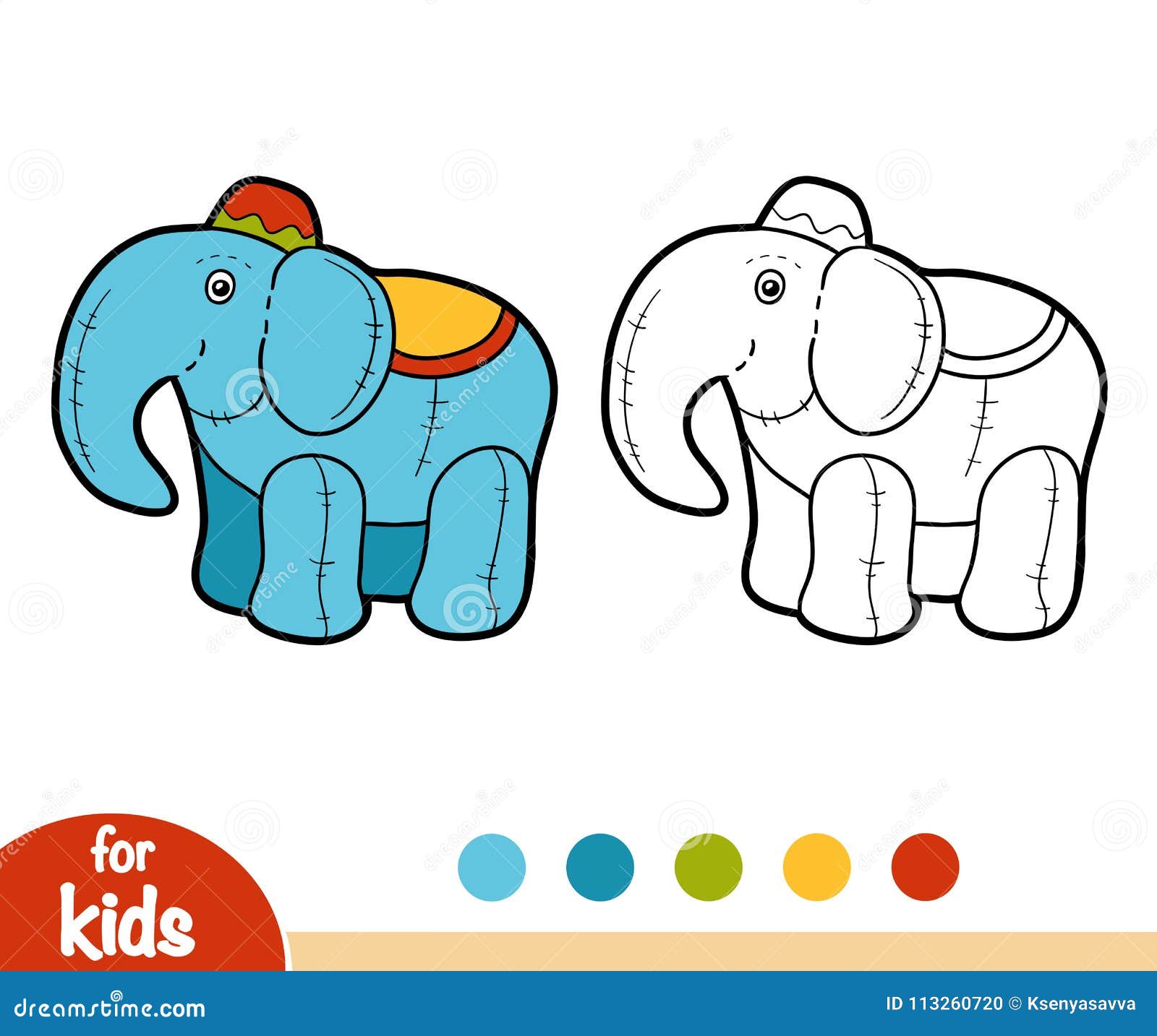 Coloring Book, Stuffed Toy Elephant Stock Vector - Illustration of ...