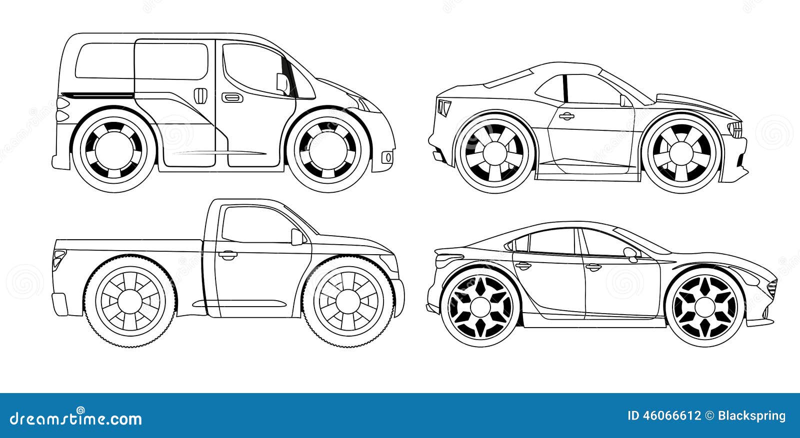 Coloring Book: Stylized Cars Set Vector Illustration | CartoonDealer ...