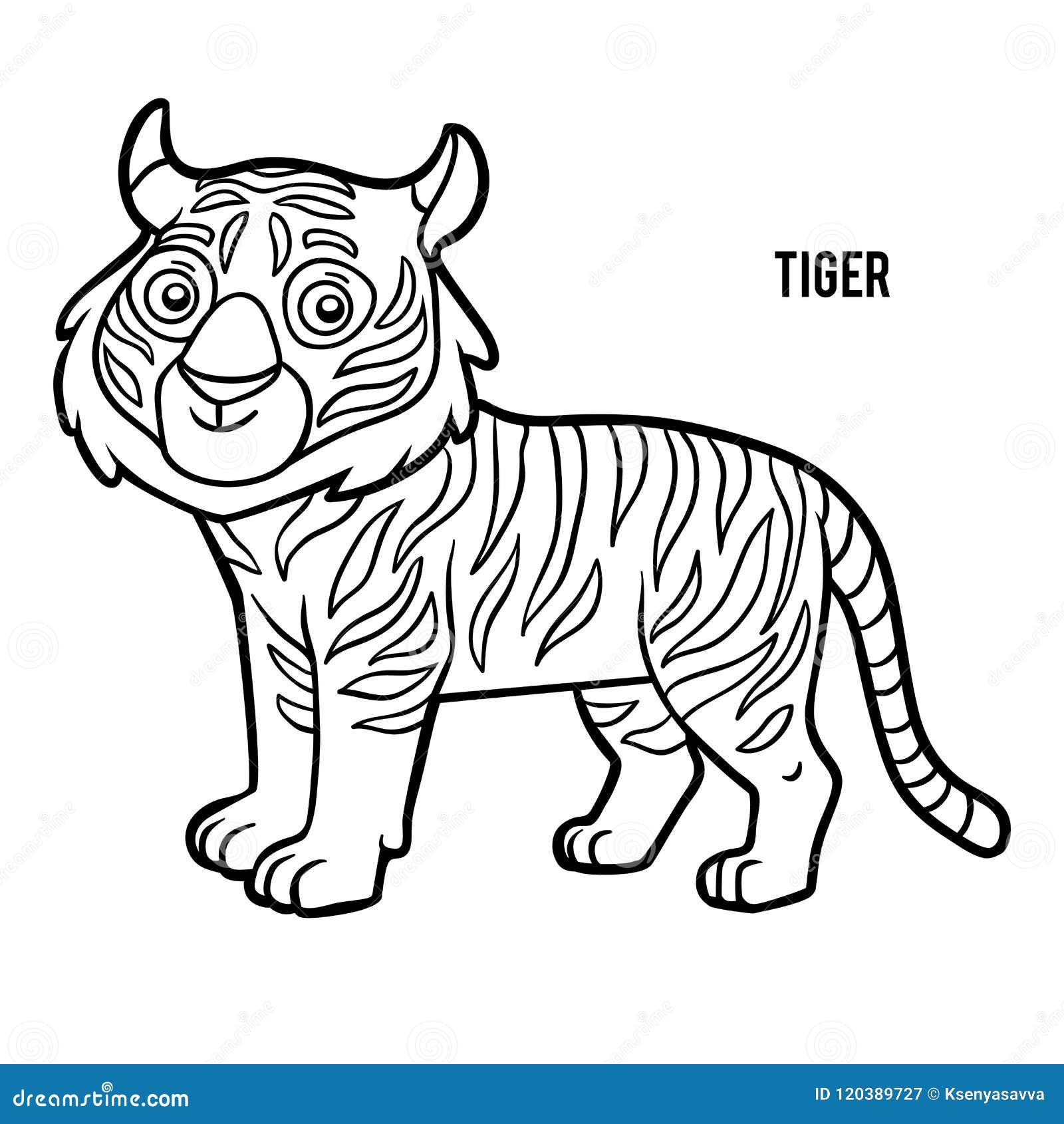 Coloring book, Tiger stock vector. Illustration of printable - 120389727